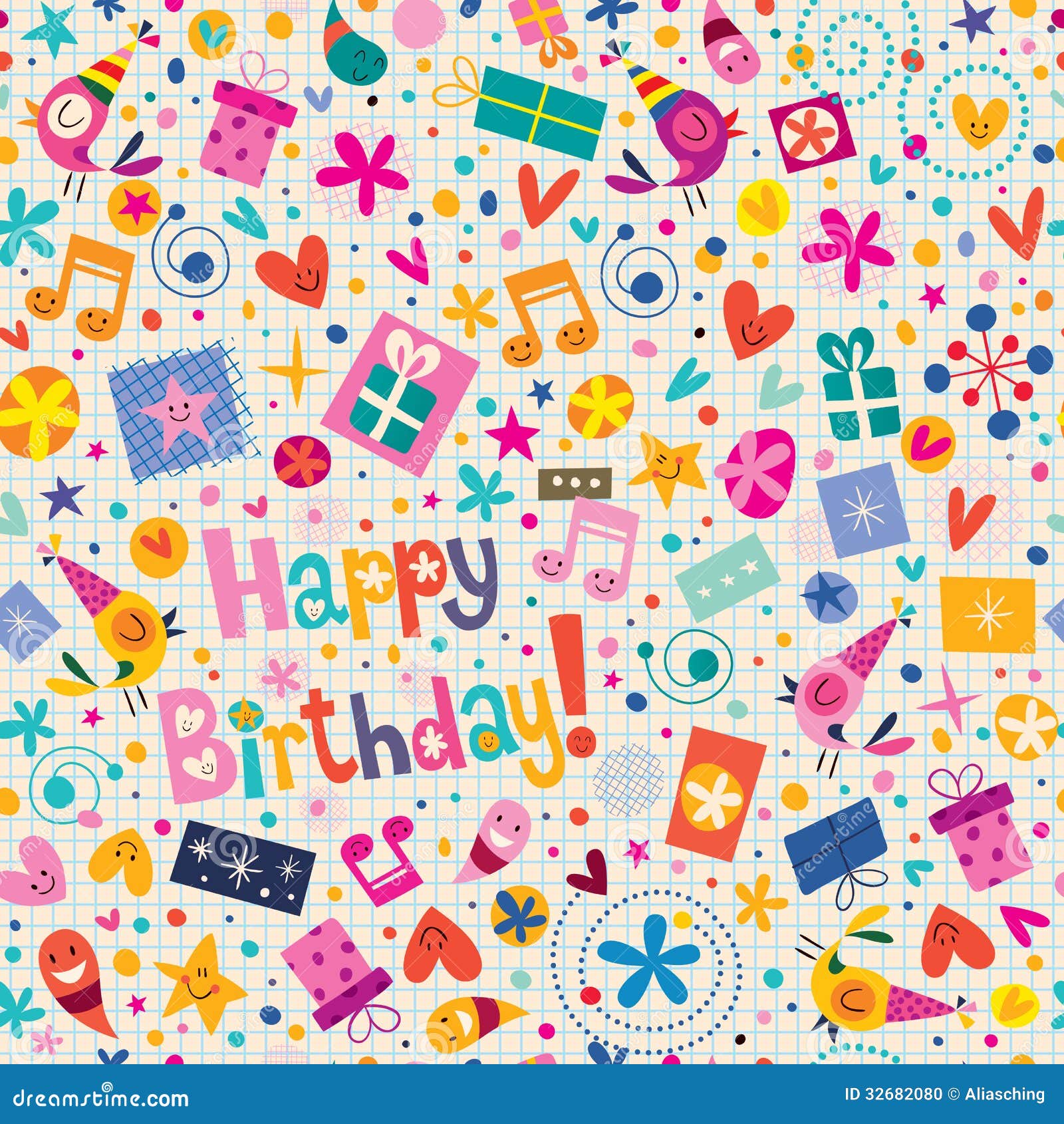 Happy Birthday pattern stock vector. Illustration of graphics - 32682080