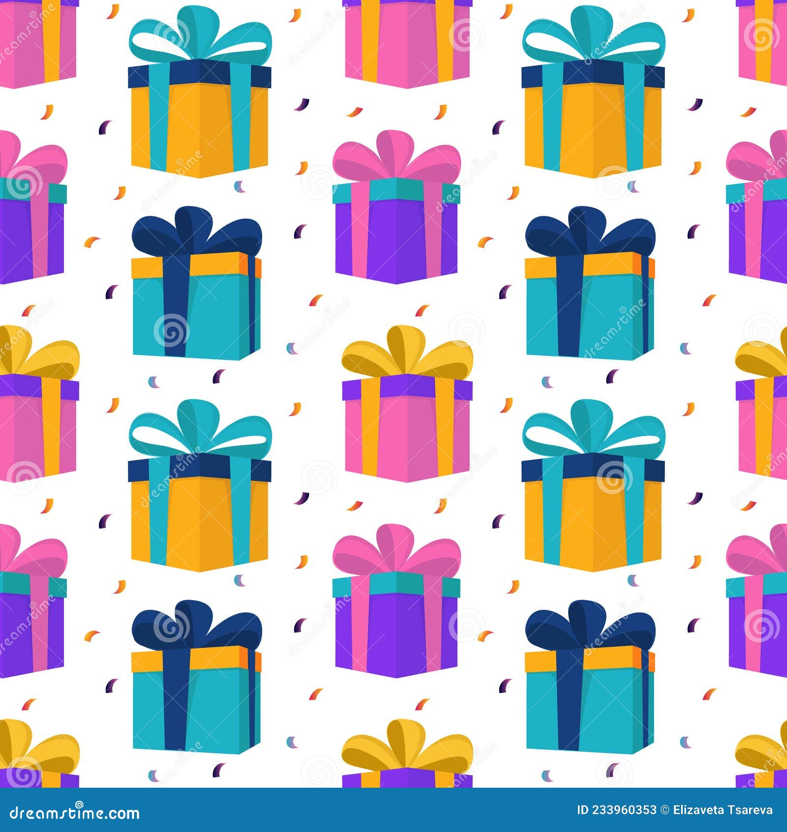 Happy Birthday Pattern with Presents and Confetti. Stock Vector ...