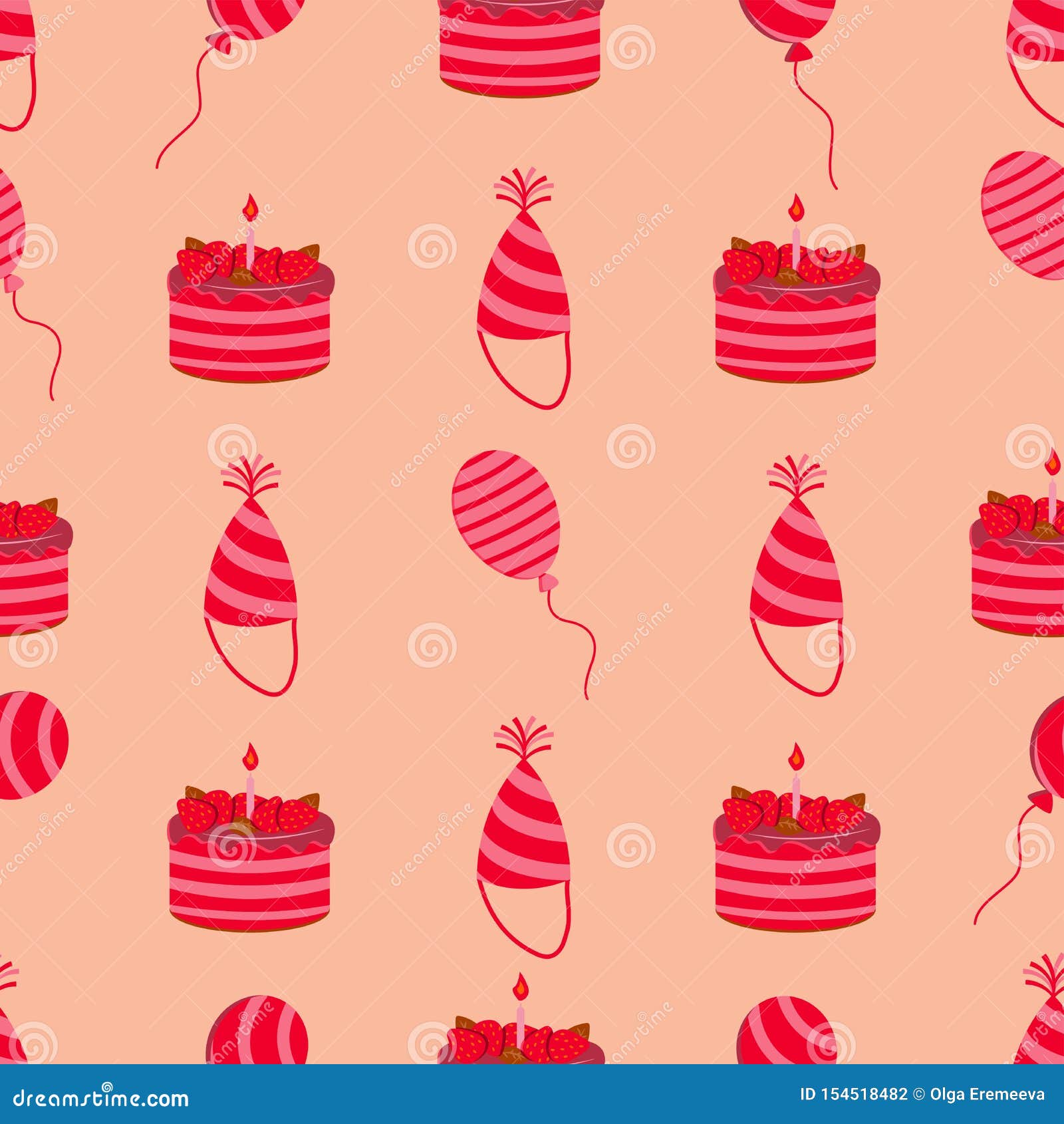 Happy Birthday Seamless Pattern Pink Stock Illustration - Illustration ...