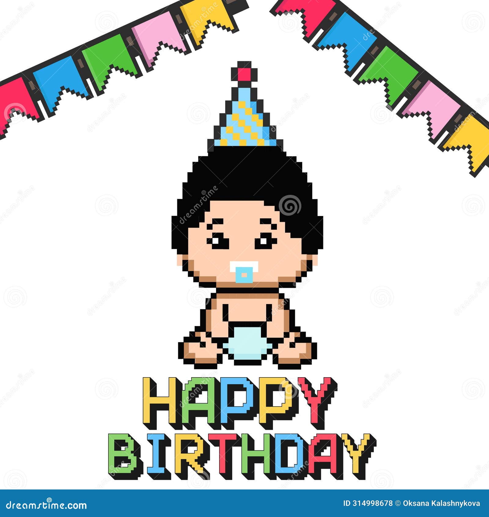 Happy Birthday Pixel Art Postcard. Pixel Art Postcard, 80s 90s Stock ...