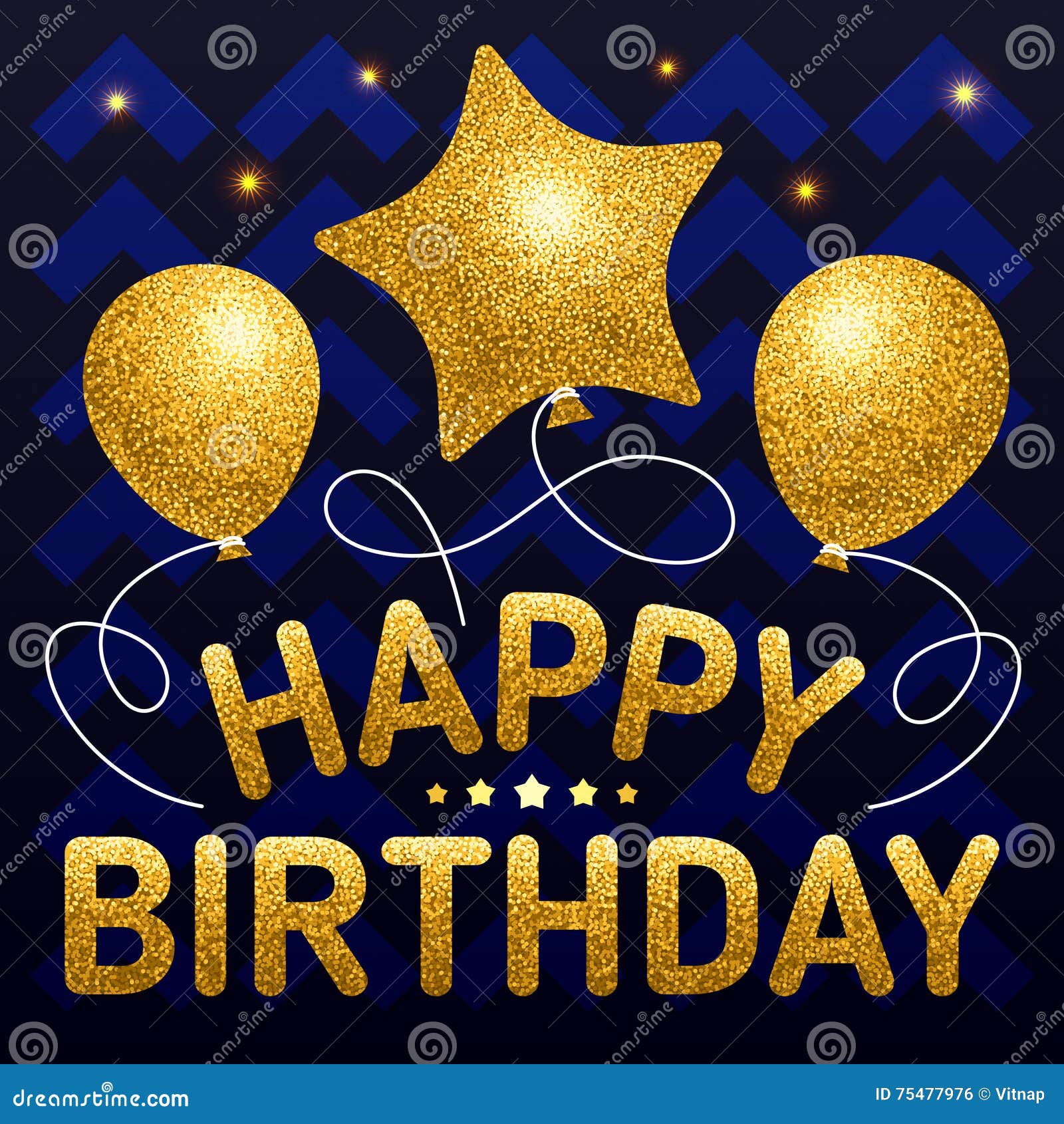 Happy Birthday Poster Template With Different Shaped Balloons G Stock