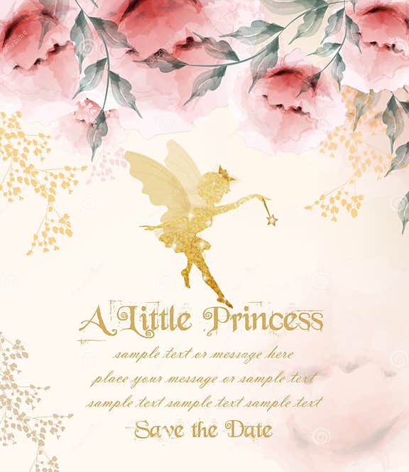 Happy Birthday Princess Card Vector Delicate Floral Bouquets Stock