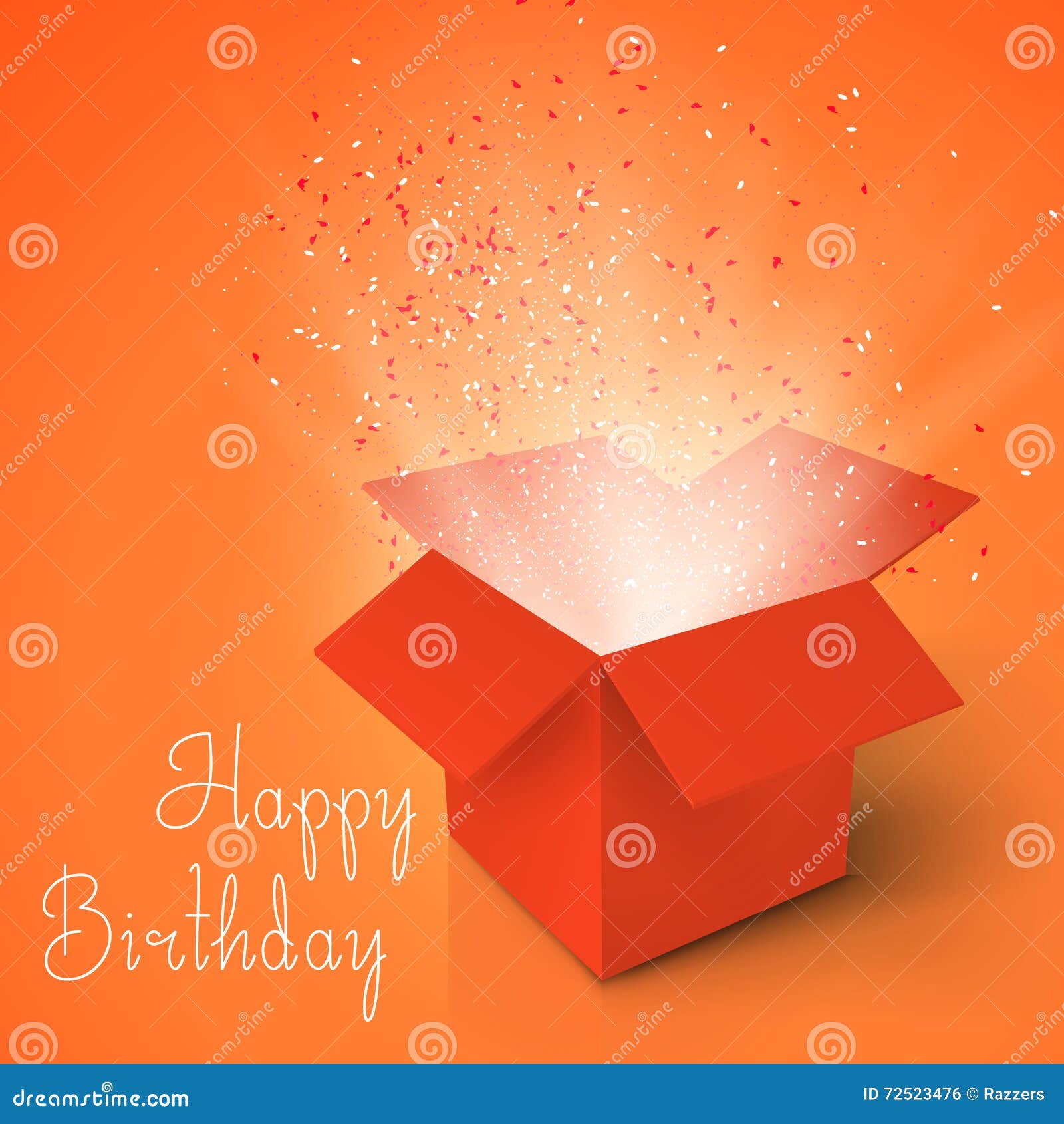 Happy Birthday Realistic Magic Open Box. Magic Box with Confetti Stock ...
