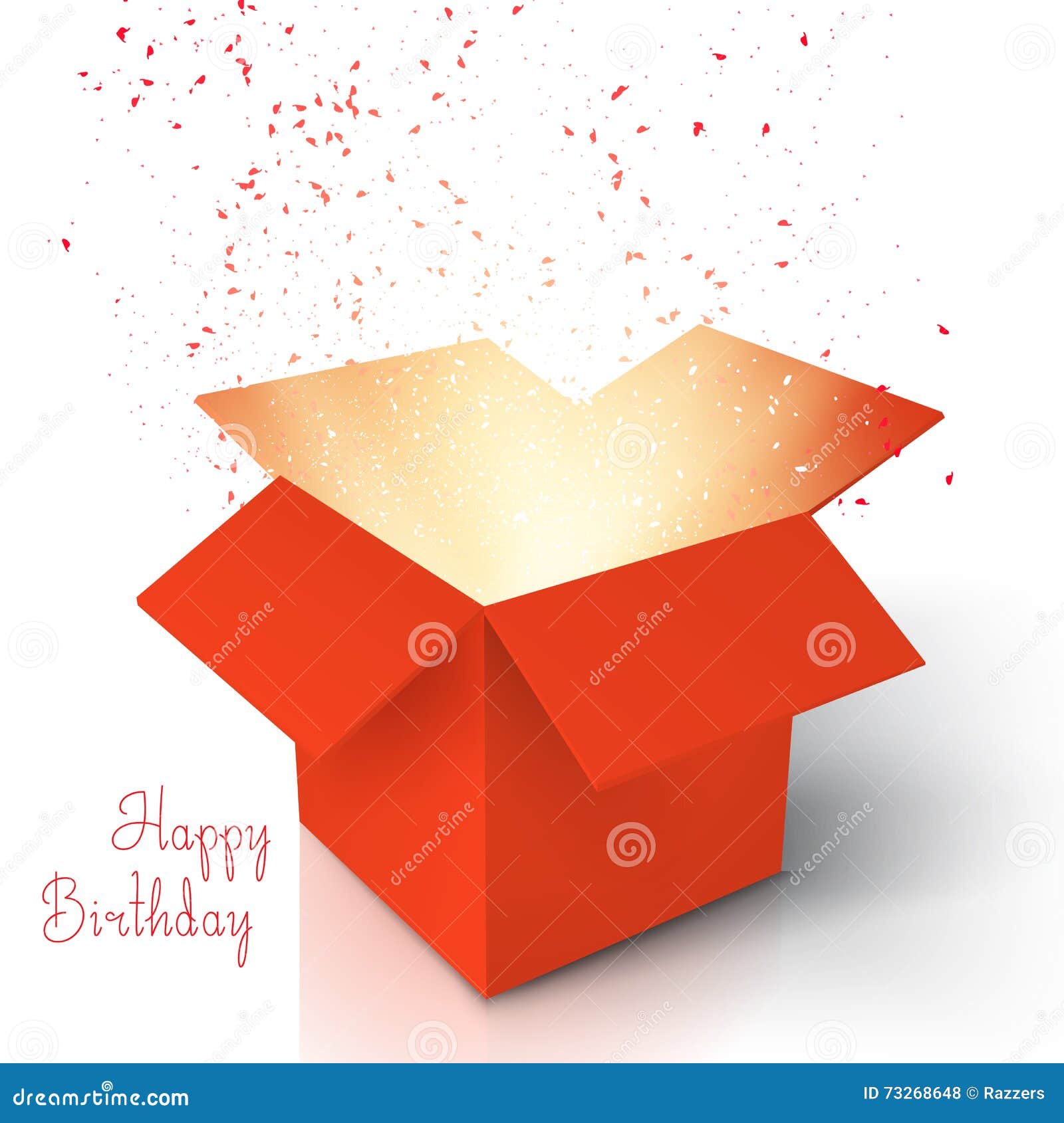 Happy Birthday Realistic Magic Open Box. Magic Box with Confetti Stock ...