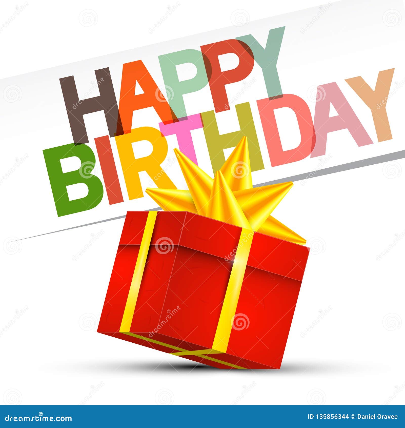 Happy Birthday. Red Gift Box on White Background Stock Vector ...