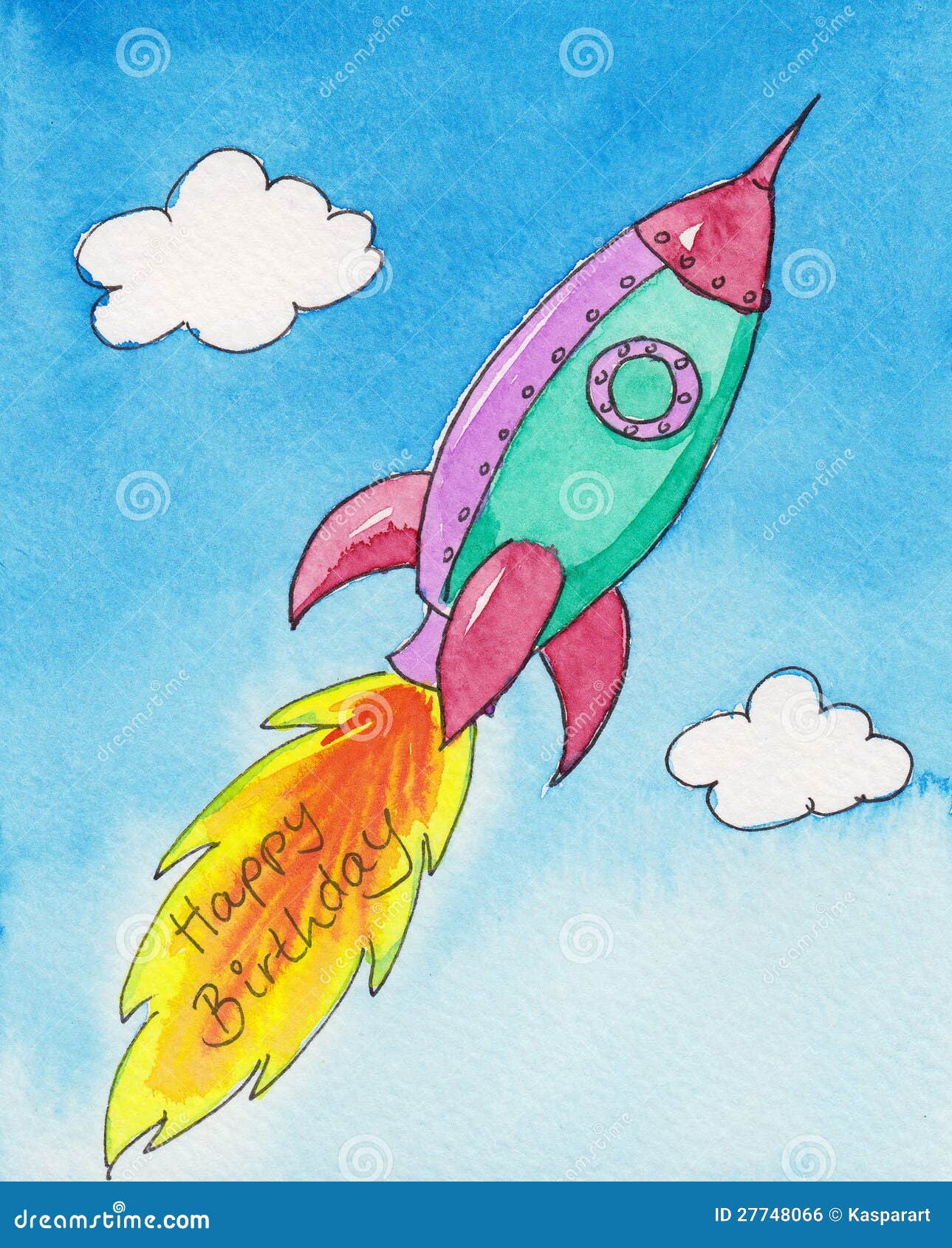 Happy Birthday Rocket stock illustration. Illustration of blue - 27748066