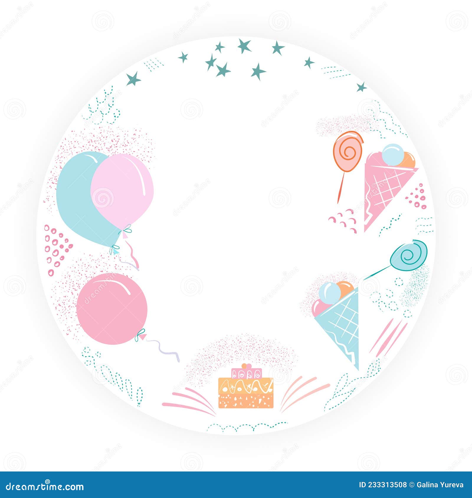 Happy Birthday round frame stock vector. Illustration of banner - 233313508