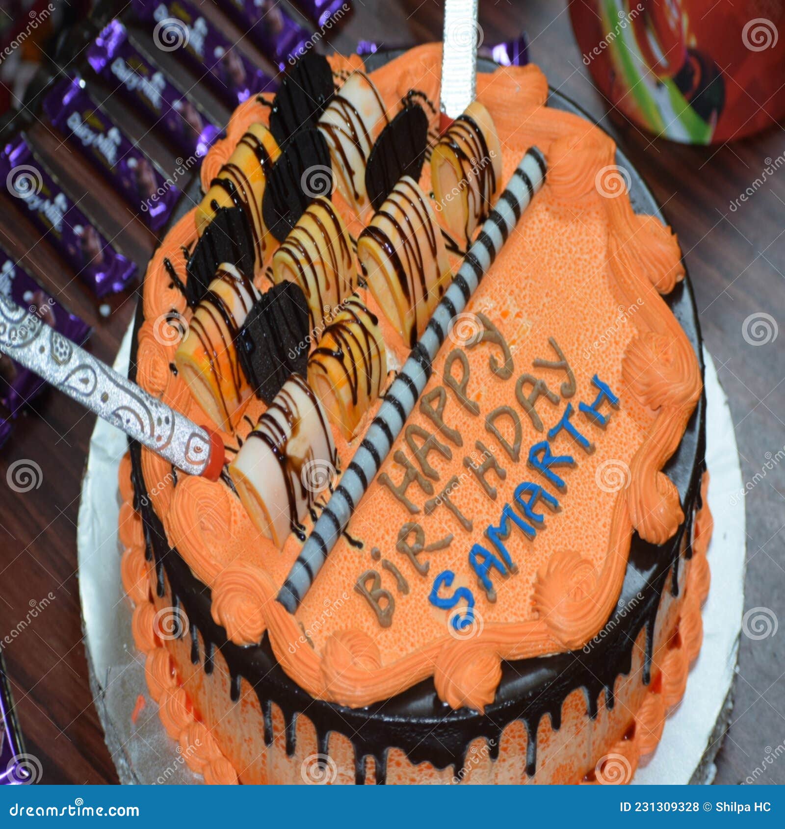 Happy Birthday Samarth Cake Stock Photo - Image of cake, birthday ...