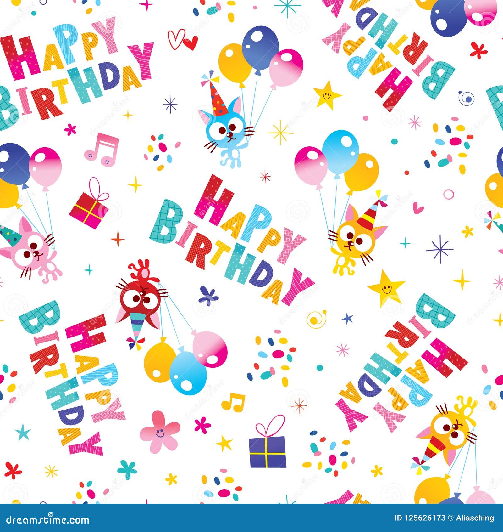 Happy Birthday Seamless Pattern Stock Vector - Illustration of star ... Happy Birthday Seamless Pattern Stock Vector - Illustration of star ...