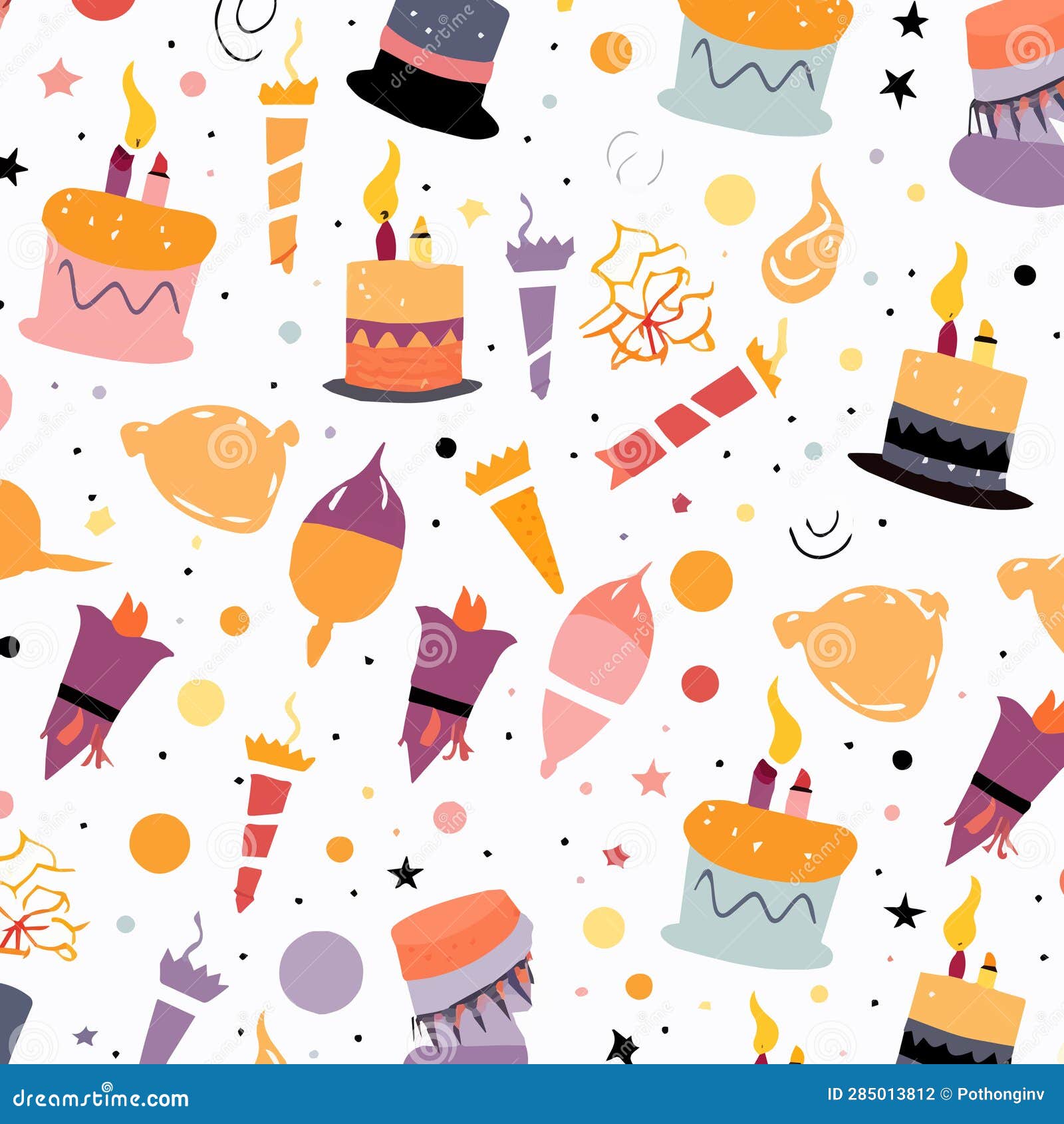 Happy Birthday Seamless Pattern Stock Vector - Illustration of ribbons ...