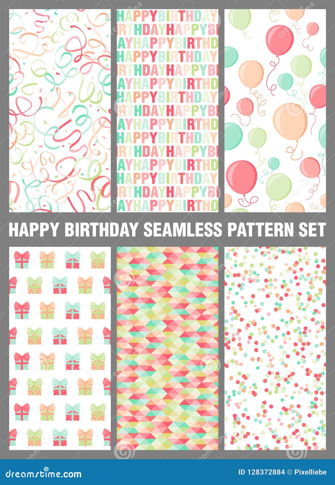 Happy Birthday Seamless Pattern Vector Background Set Stock Photo ... Happy Birthday Seamless Pattern Vector Background Set Stock Photo ...