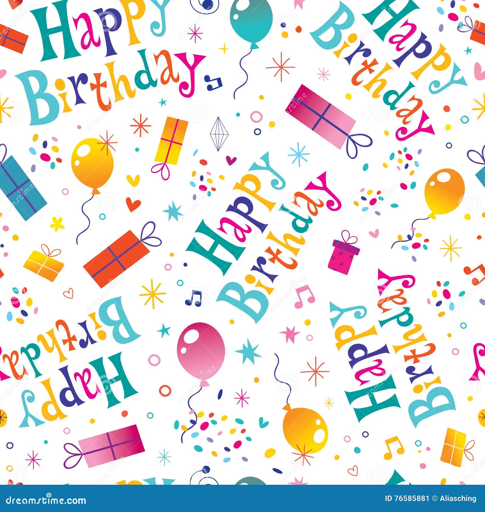 Happy Birthday Seamless Pattern Stock Vector - Illustration of birthday ...