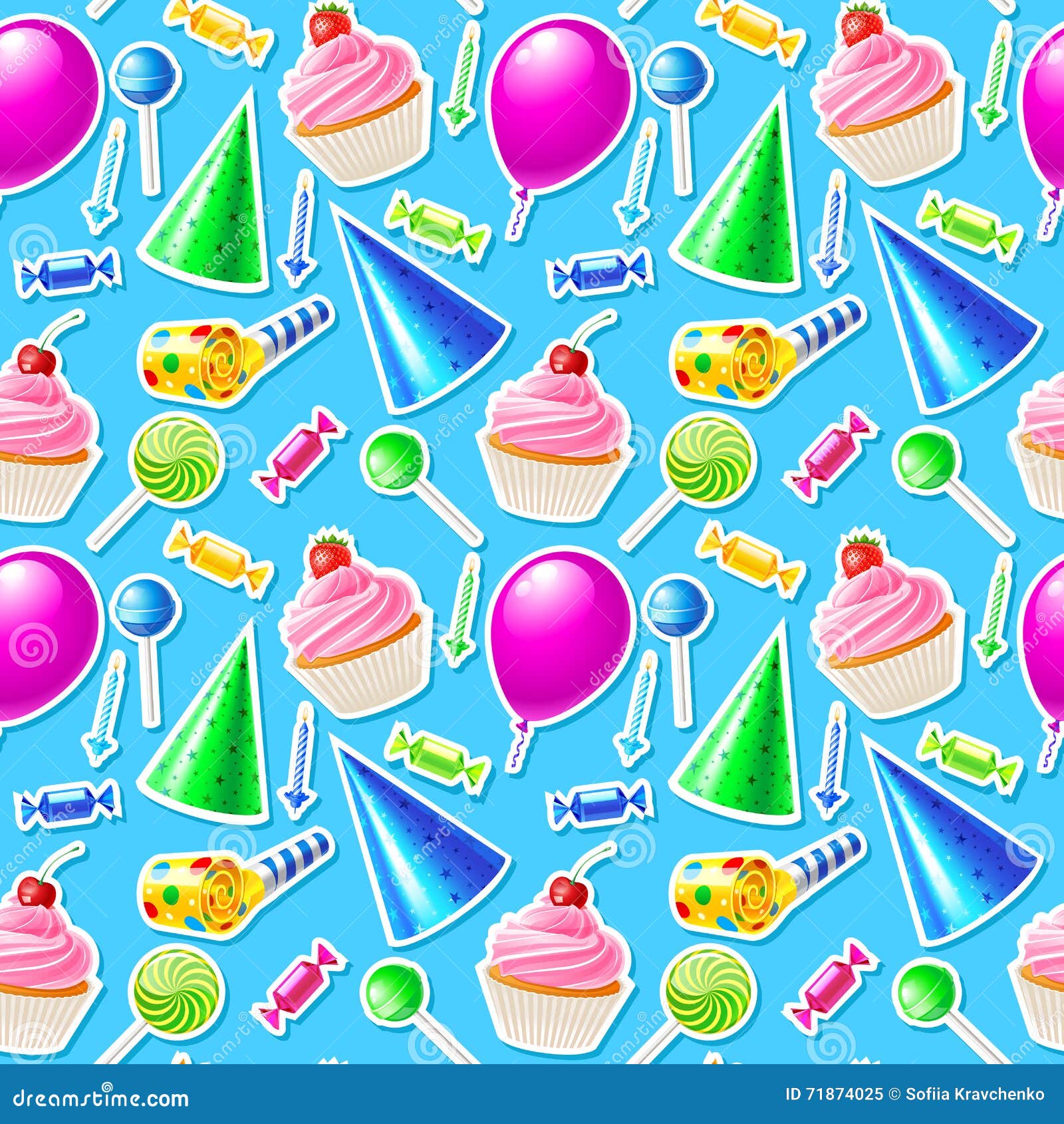 Happy Birthday Seamless Pattern. Vector Stock Vector - Illustration of ...