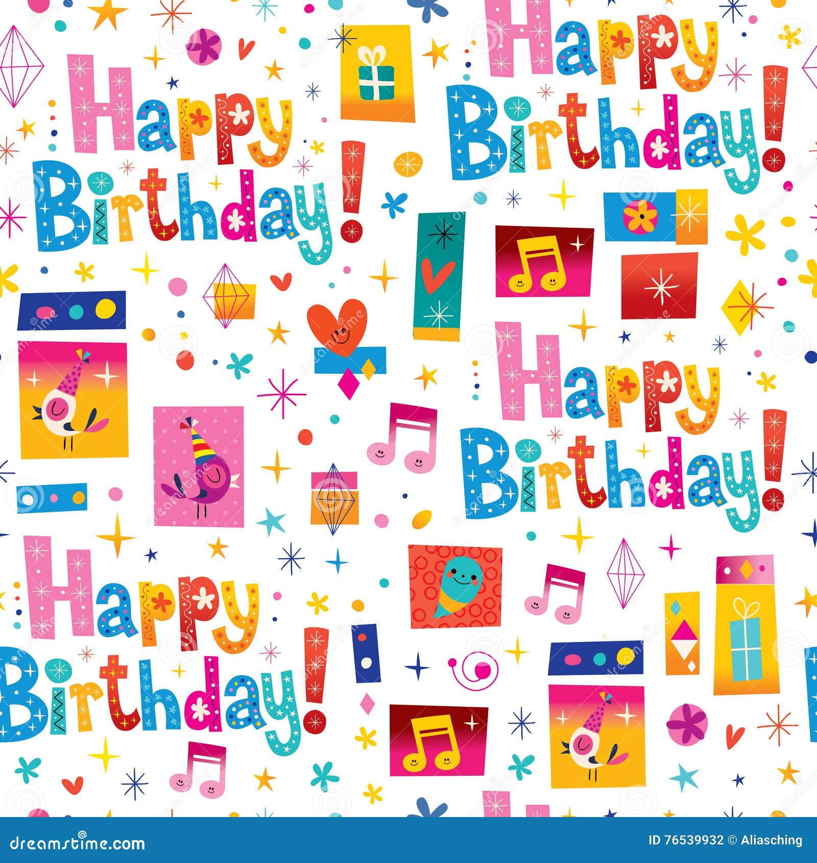 Happy Birthday Seamless Pattern Stock Vector - Illustration of pattern ...