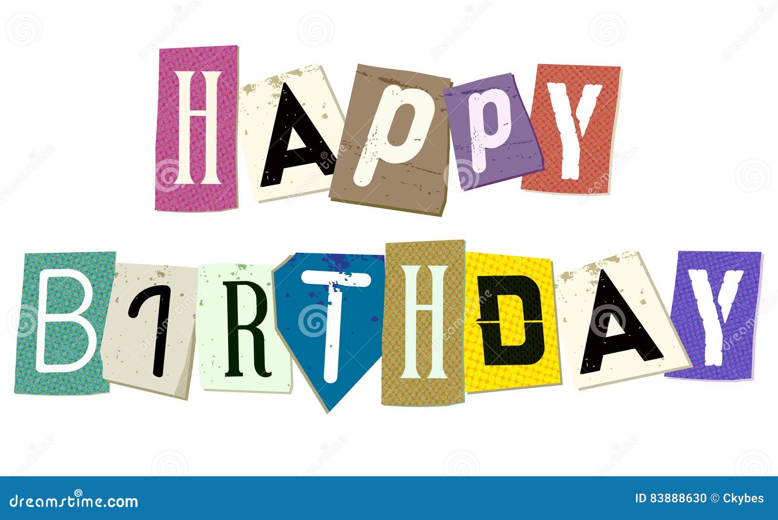 Happy Birthday Sign on Cropped Papers Vector Stock Vector ...