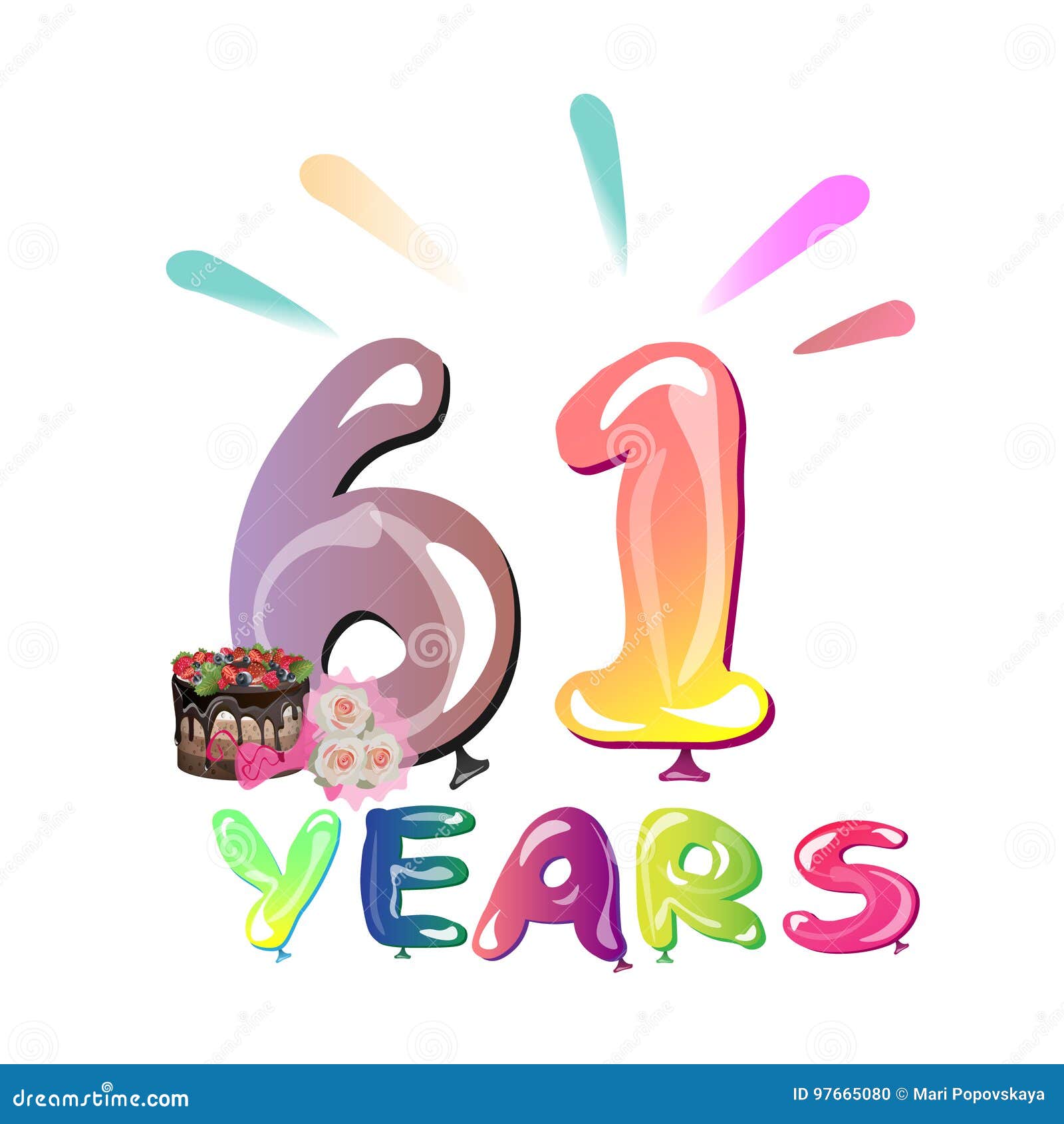 61st Year Anniversary Background Vector Illustration | CartoonDealer ...