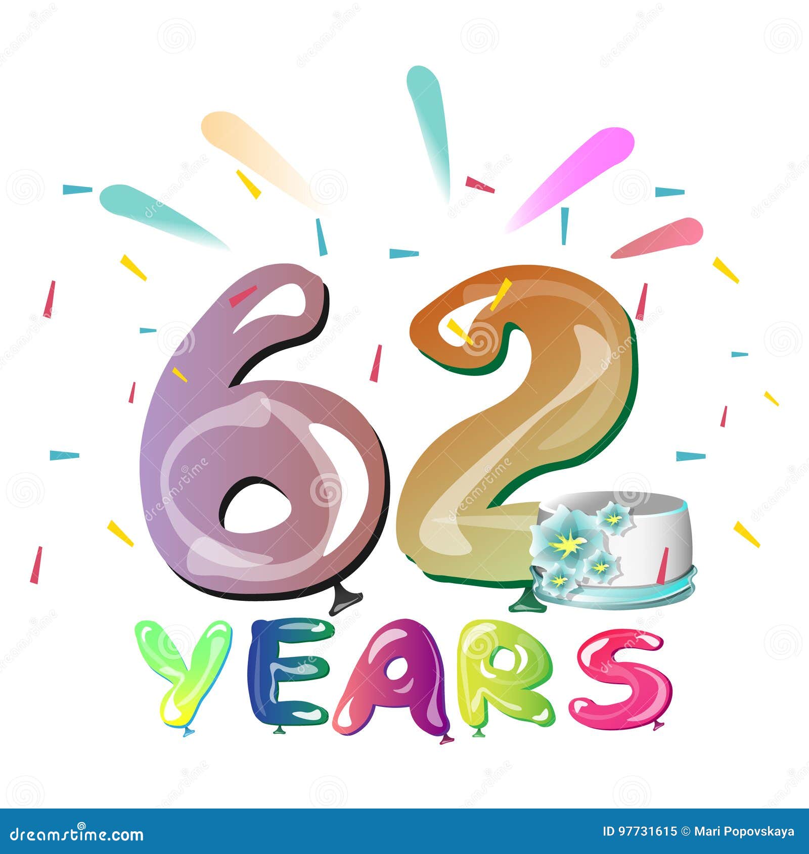 Happy Birthday Sixty Two Year Stock Vector - Illustration of color ...