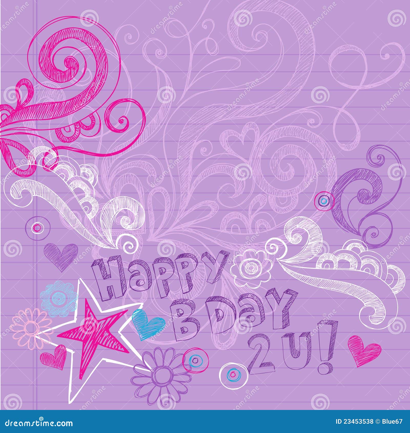 Happy Birthday Sketchy Notebook Doodles Vector Stock Vector ...