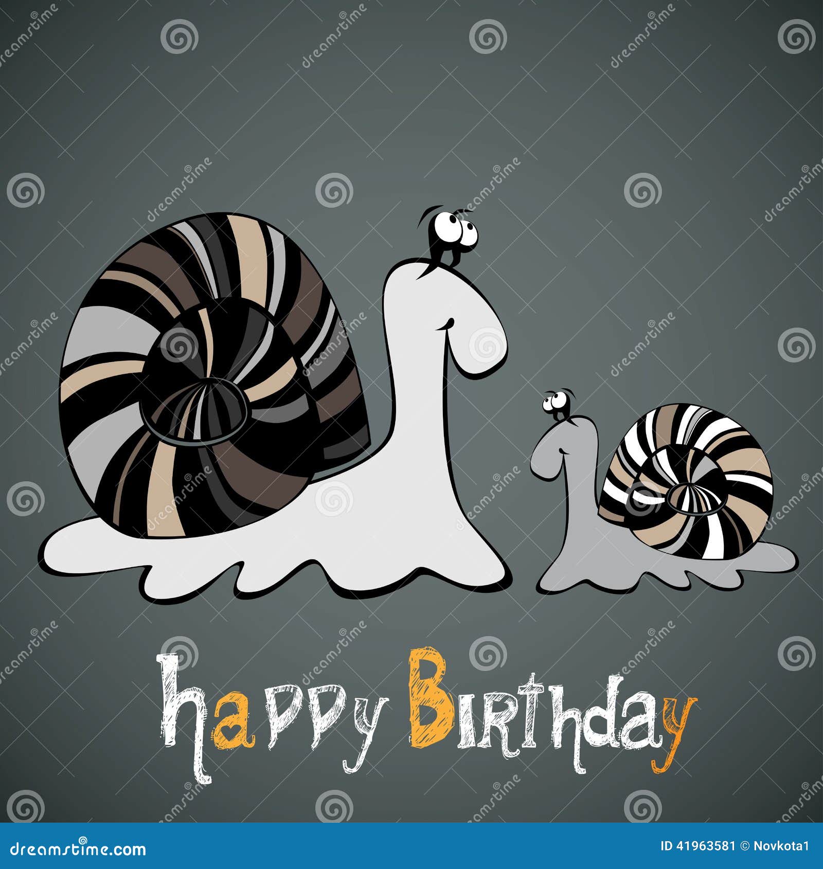 Happy Birthday snail stock illustration. Illustration of birthday ...