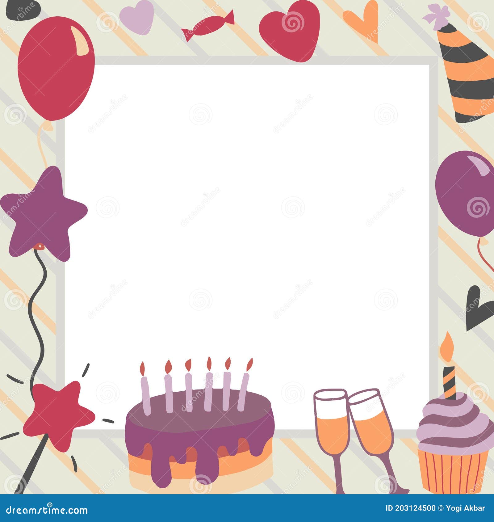 Happy Birthday in Square Vector Illustration Stock Vector ...