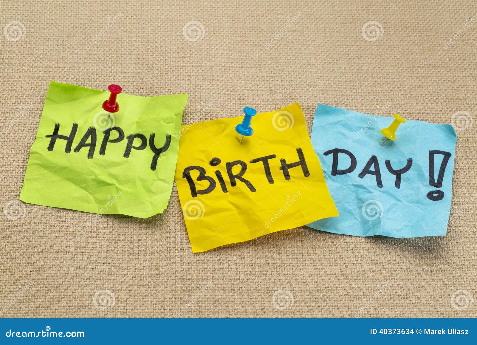 Happy Birthday on Sticky Notes Stock Photo - Image of green ...