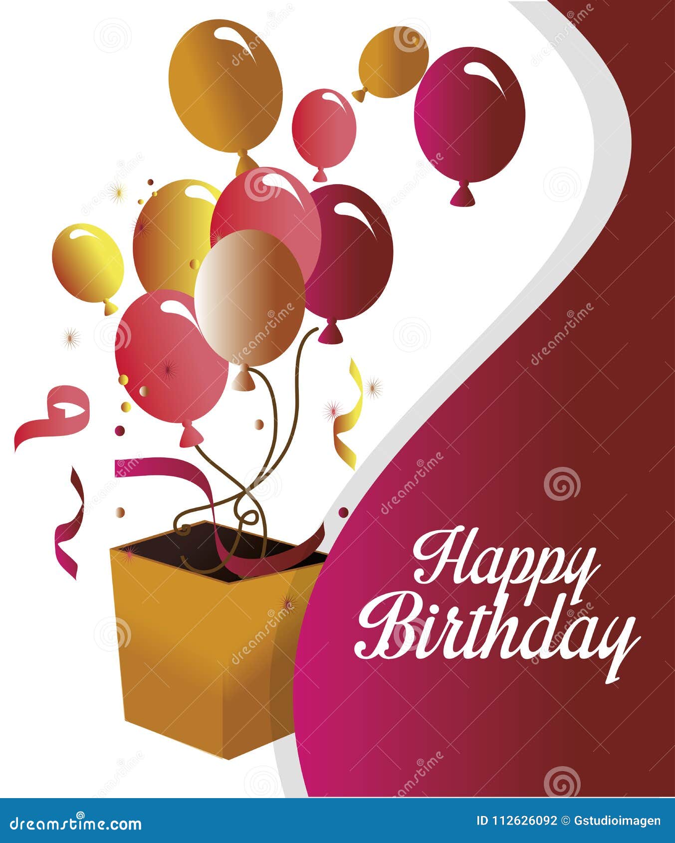 Happy Birthday Surprise Box With Balloons Isolated Icon Design Stock