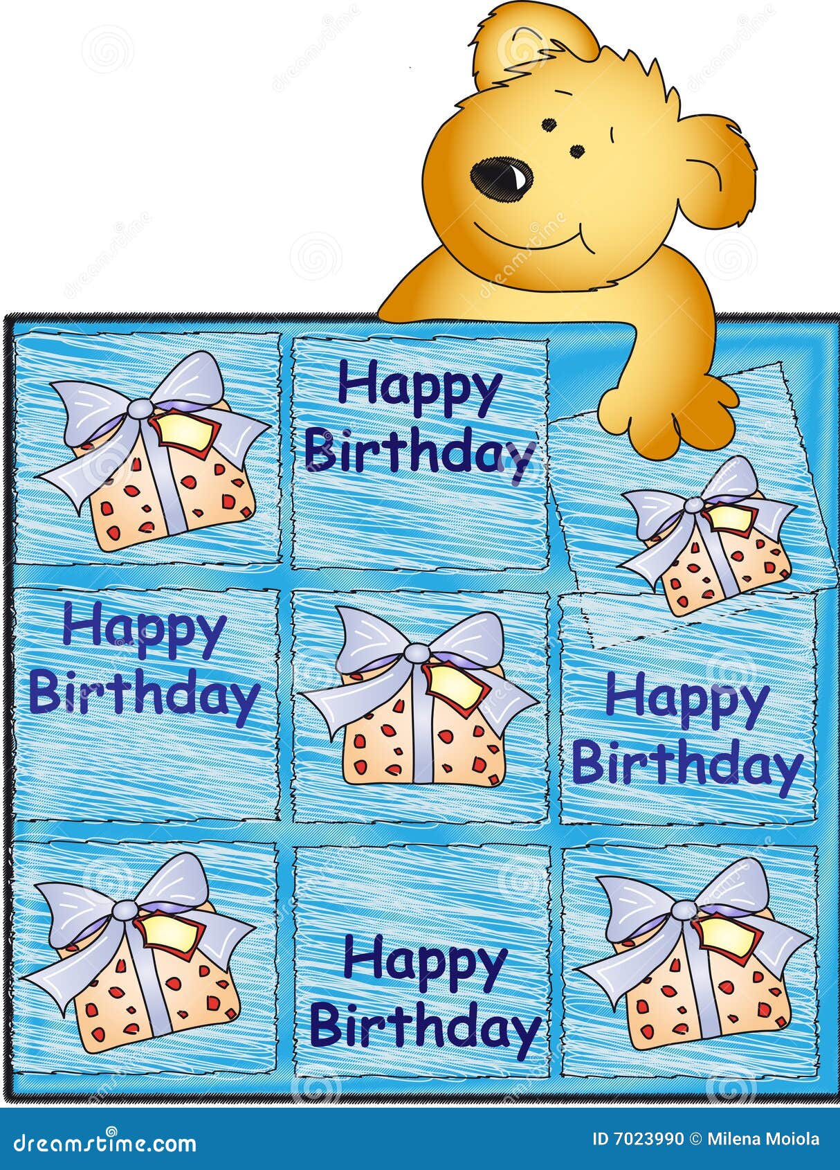 Happy Birthday with Teddy Bear Stock Illustration - Illustration of ...