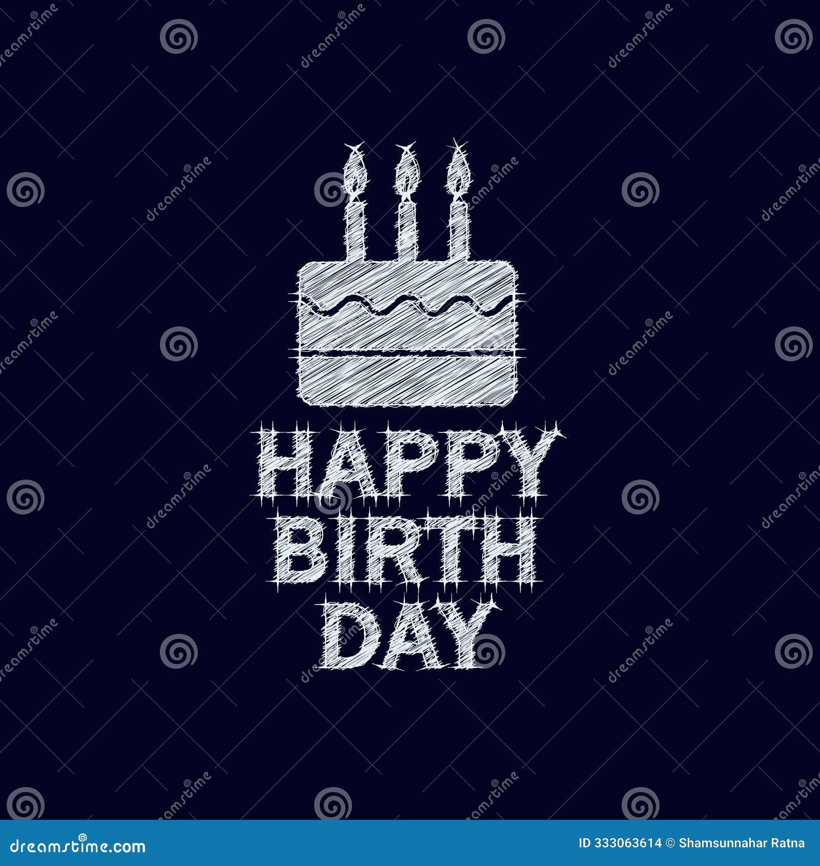 Happy Birthday Text Design with Cake Stock Illustration - Illustration ...