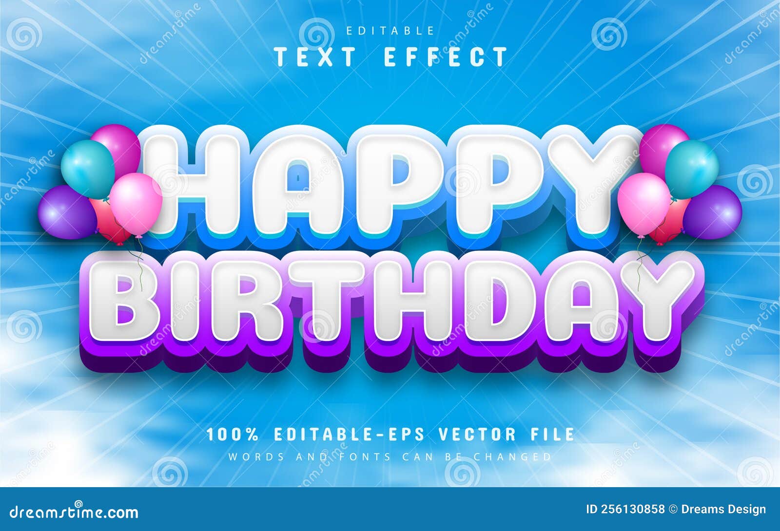 Happy Birthday Text Effect Editable Stock Vector - Illustration of ...