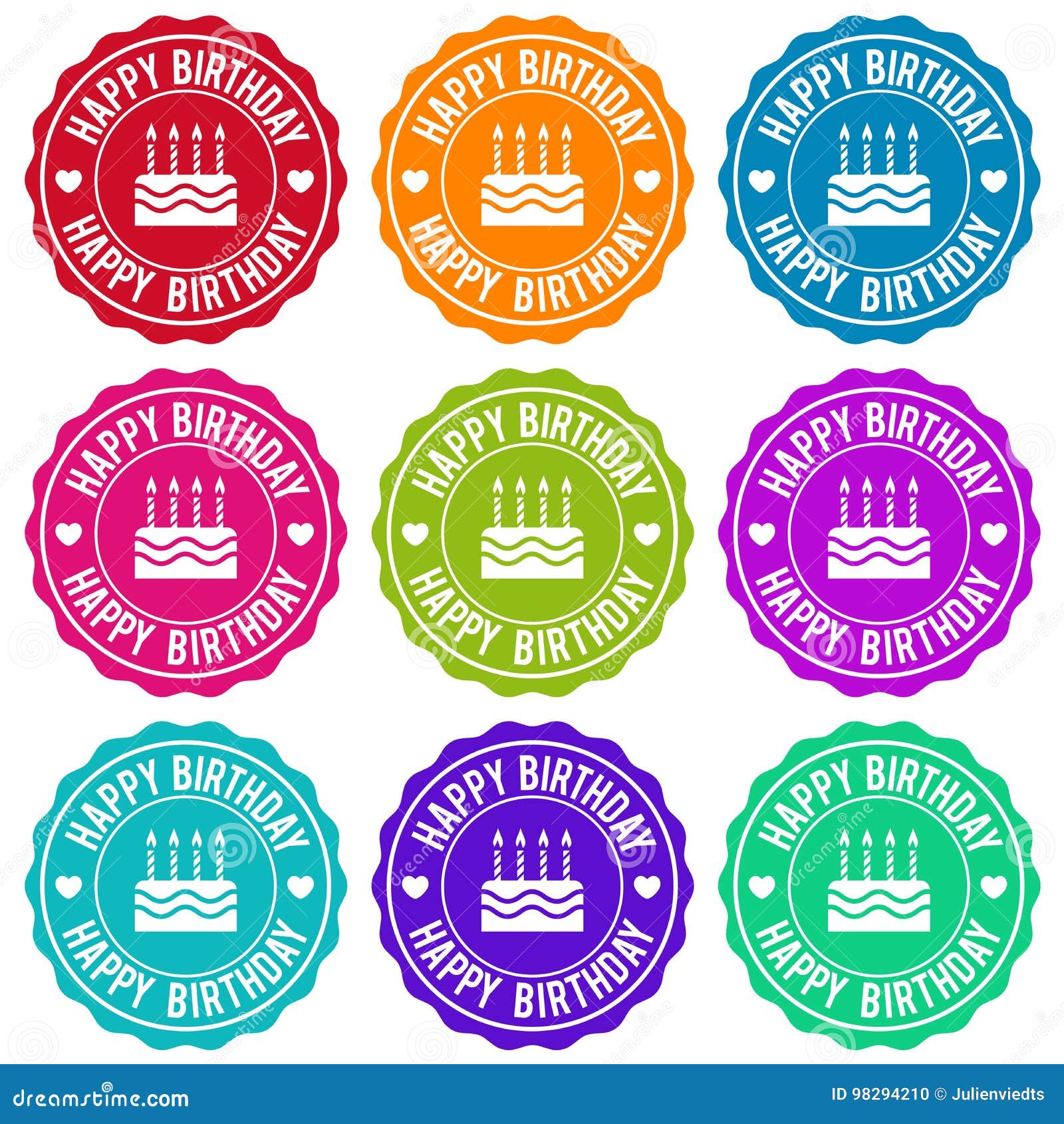 Happy Birthday Themed Label Design Set. Stock Vector - Illustration of ...
