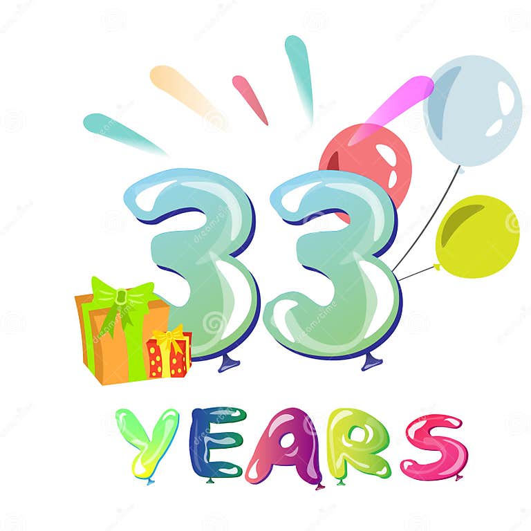 Happy Birthday Thirty Three 33 Year. Stock Vector - Illustration of ...