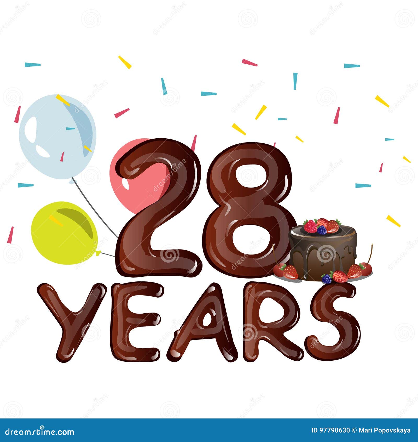 Twenty Eight Years Anniversary Golden. Anniversary Template Design For ...