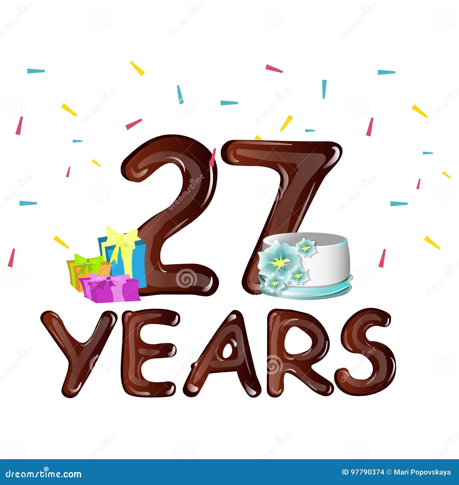 Happy Birthday Twenty Seven Year. Stock Vector - Illustration of ...