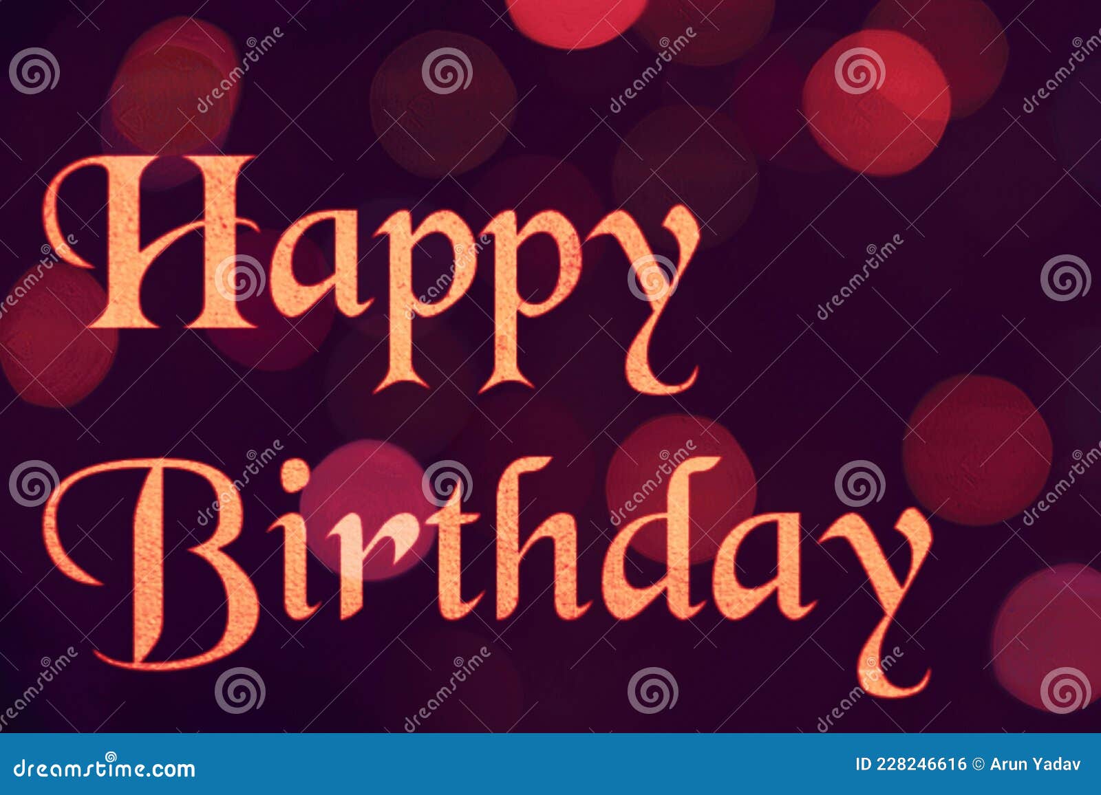 Happy Birthday Typography Text Banner Broken Light. Stock Photo - Image ...