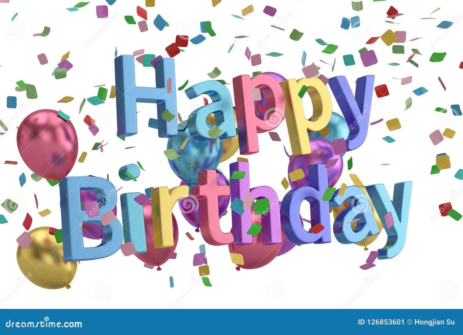 Happy Birthday Words Festive Background 3D Illustration. Stock ...
