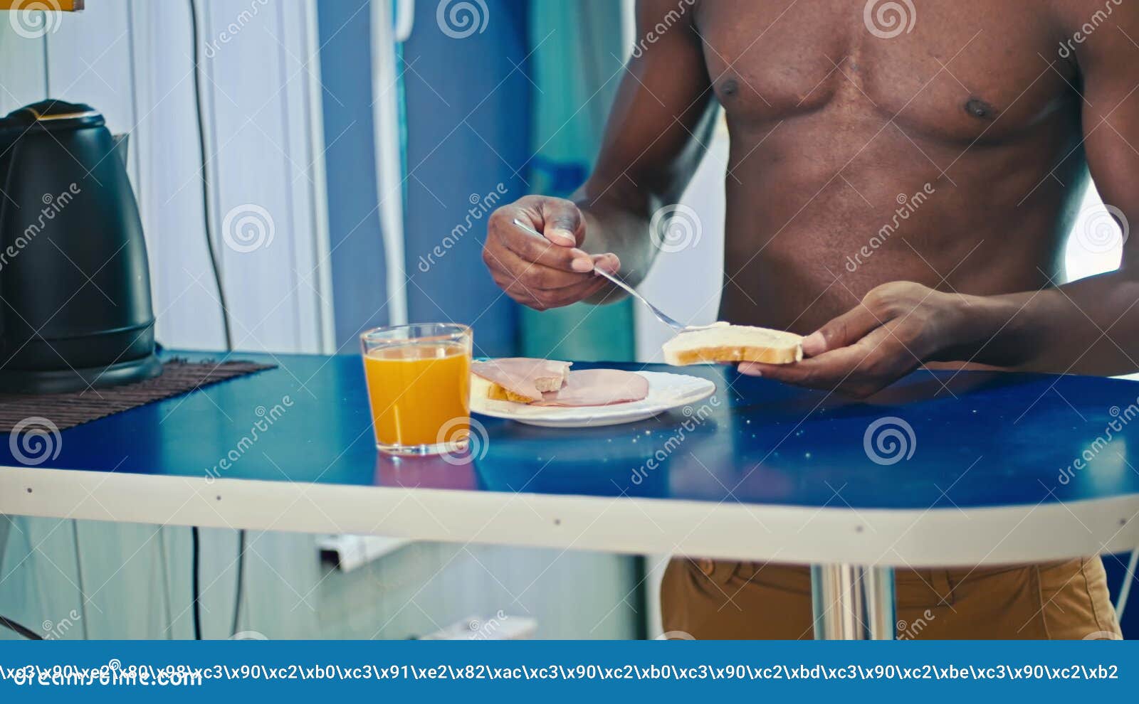 Happy Black Guy Eating Breakfast at Home Stock Footage - Video of happy ...