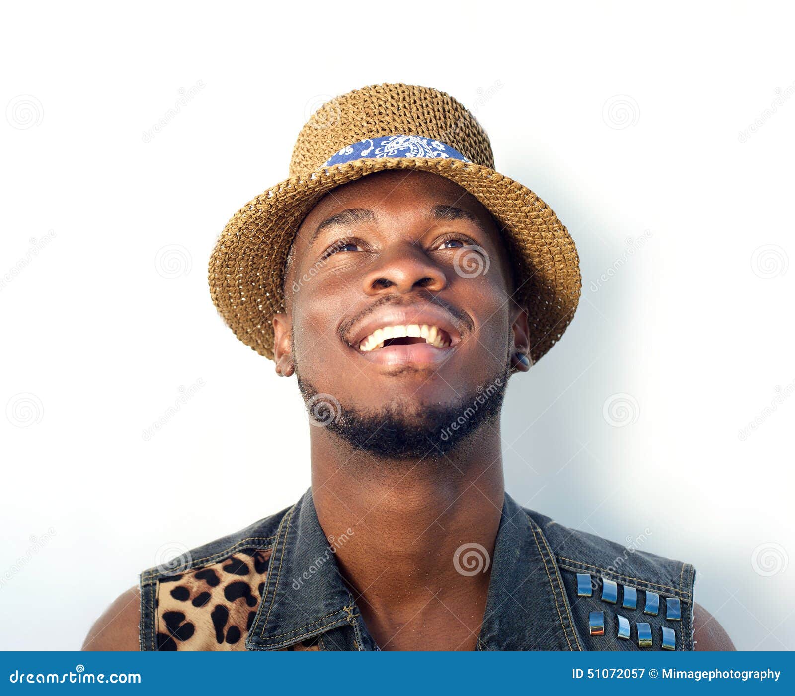 Happy Black Man Smiling and Looking Up Stock Image - Image of fresh ...