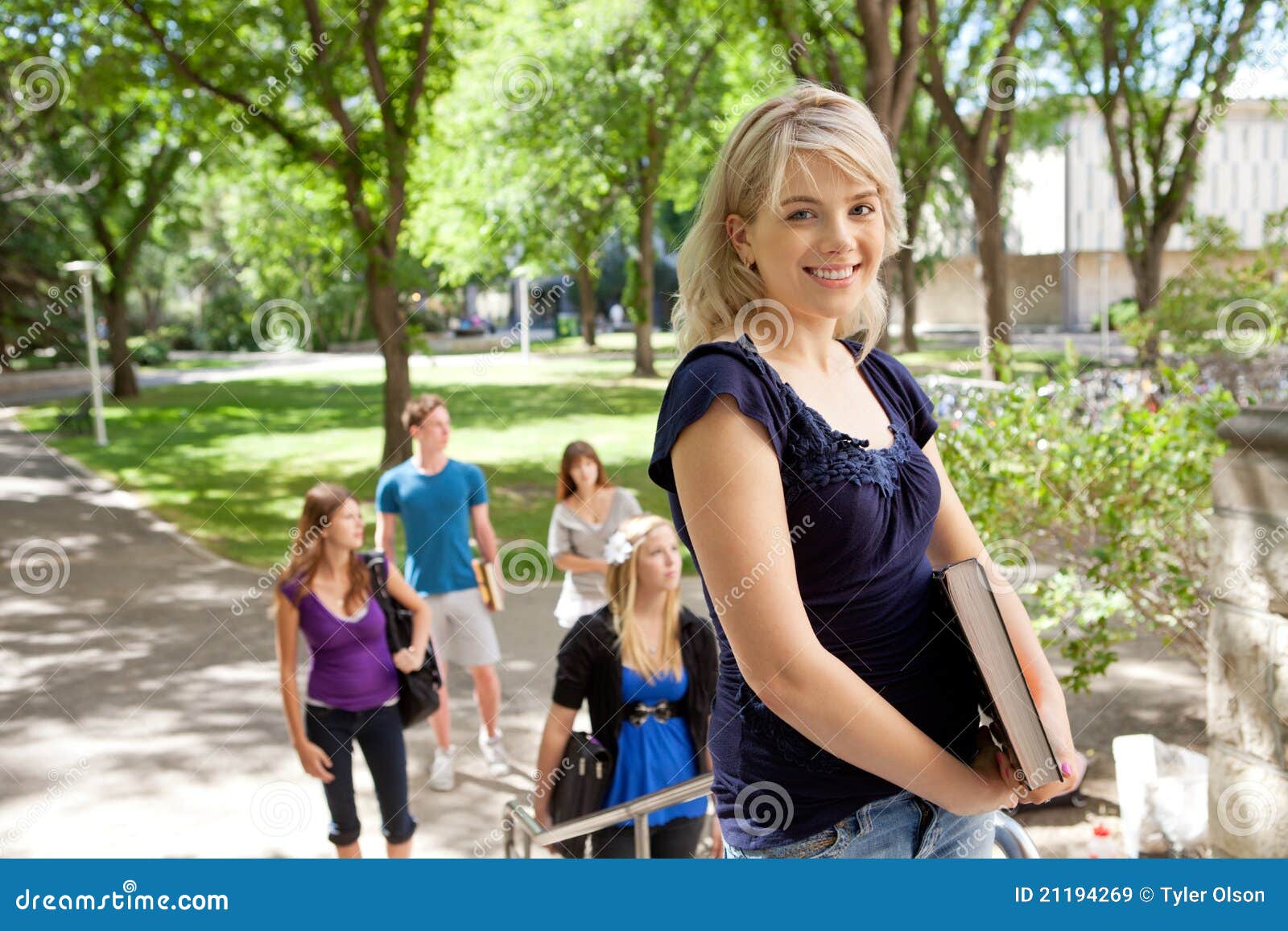 Happy Blond College Student Stock Image - Image of group, female: 21194269
