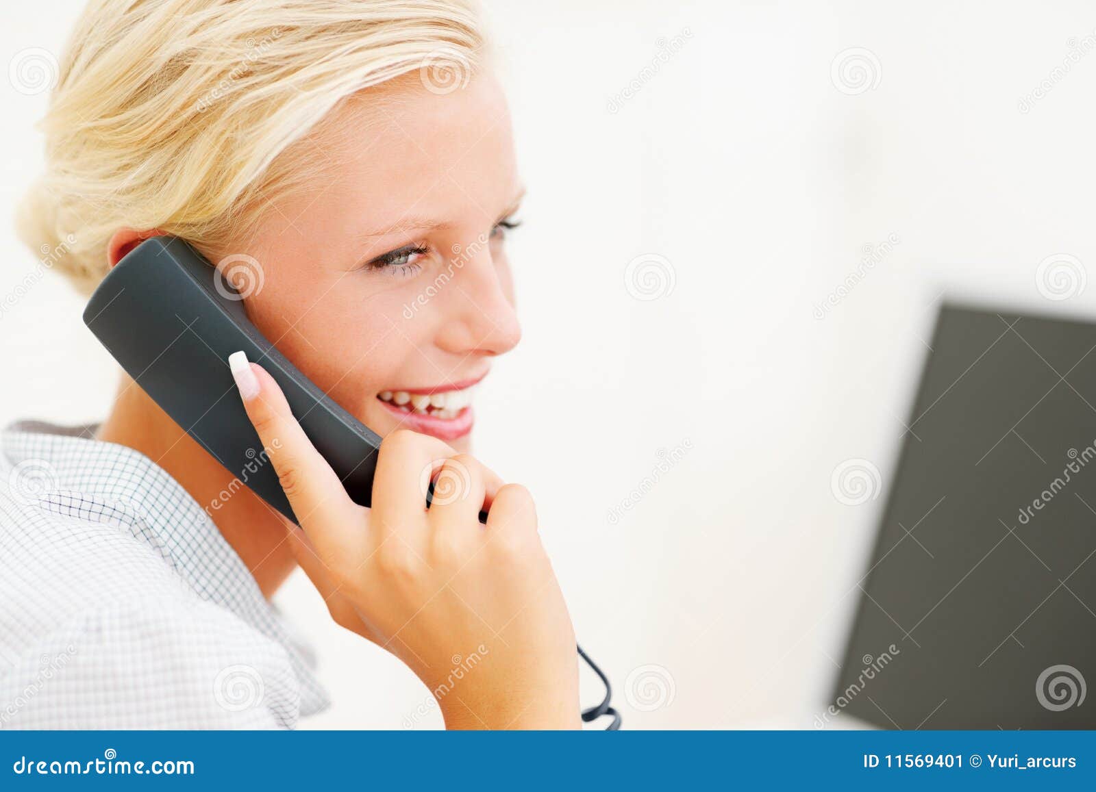 Happy Blond Secretary Having a Phone Call Stock Image - Image of adult ...
