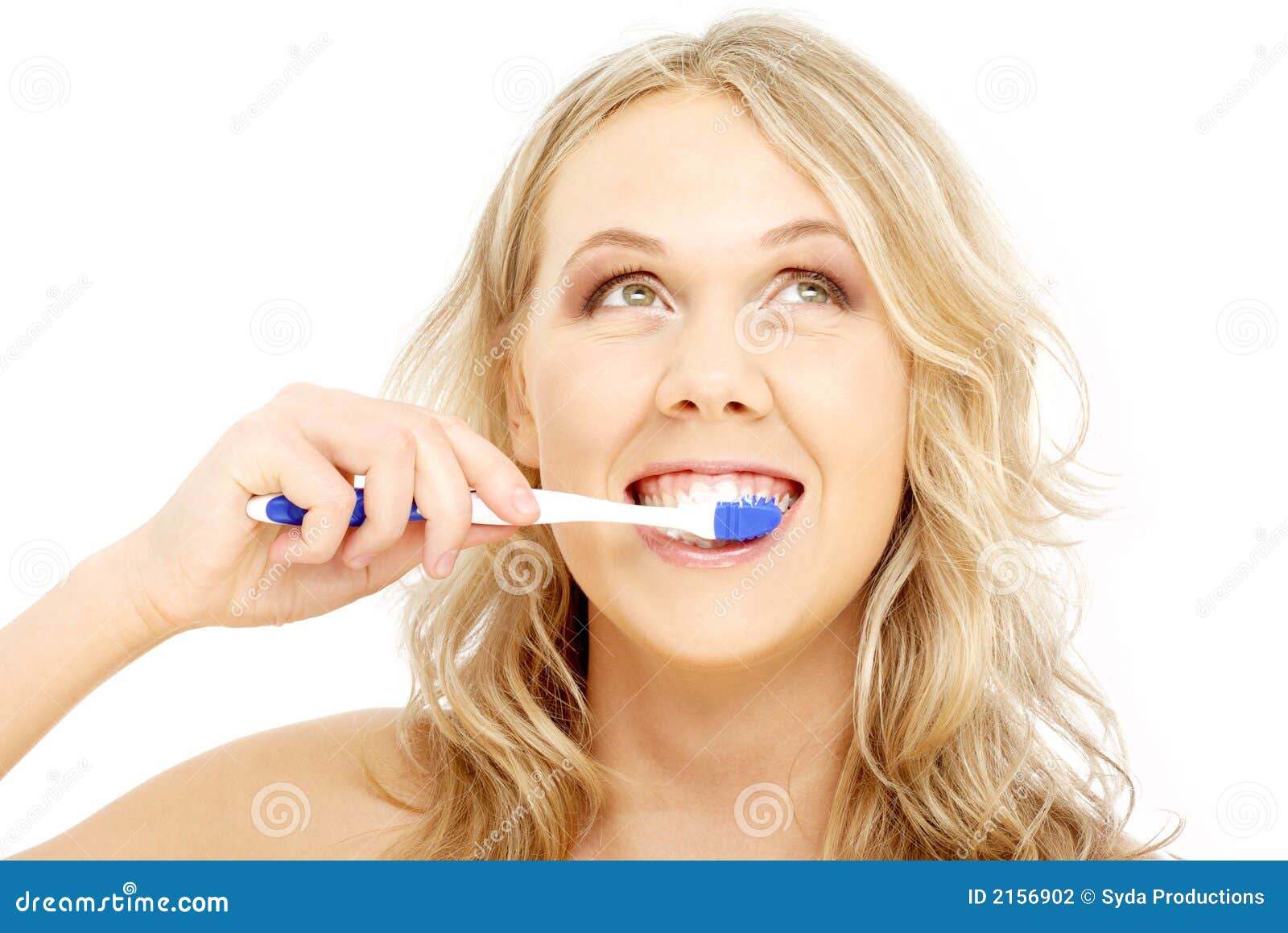 Happy Blond with Toothbrush Stock Photo - Image of bare, blond: 2156902