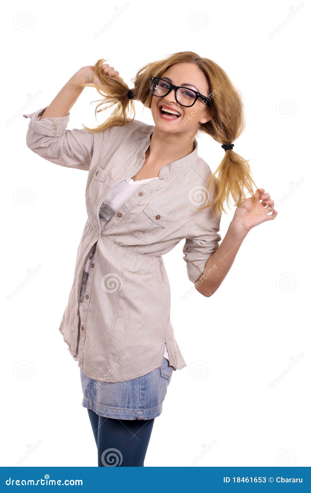 Happy Blonde Model with Glasses Stock Image - Image of happy, girl ...