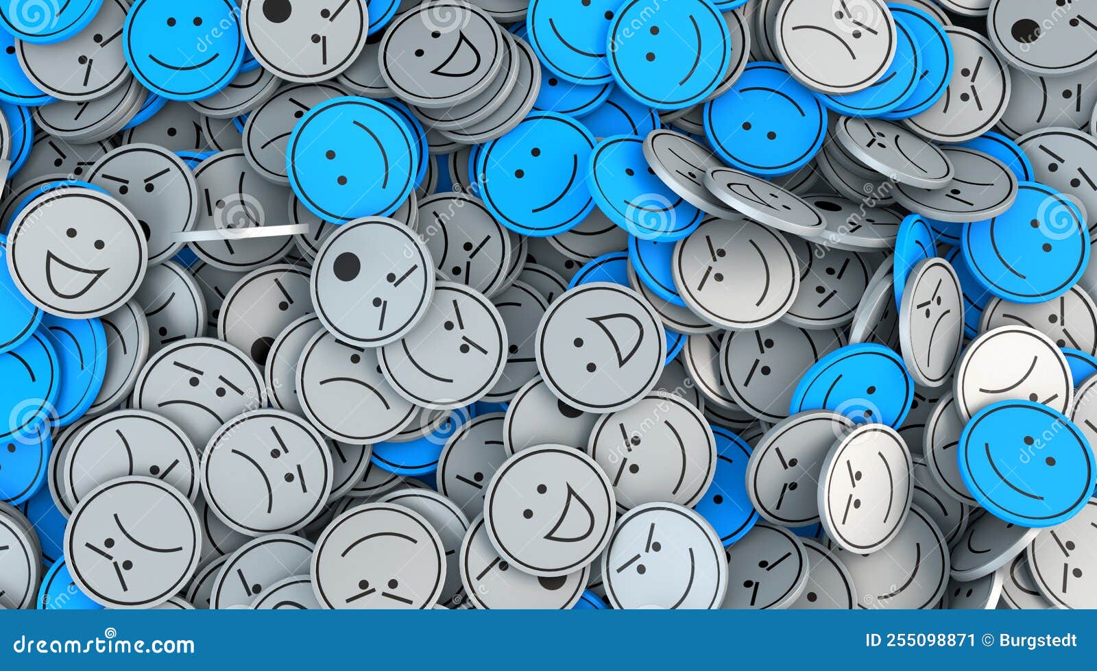 Happy Blue Faces among Quite a Lot of Gray Colored Stock Illustration ...