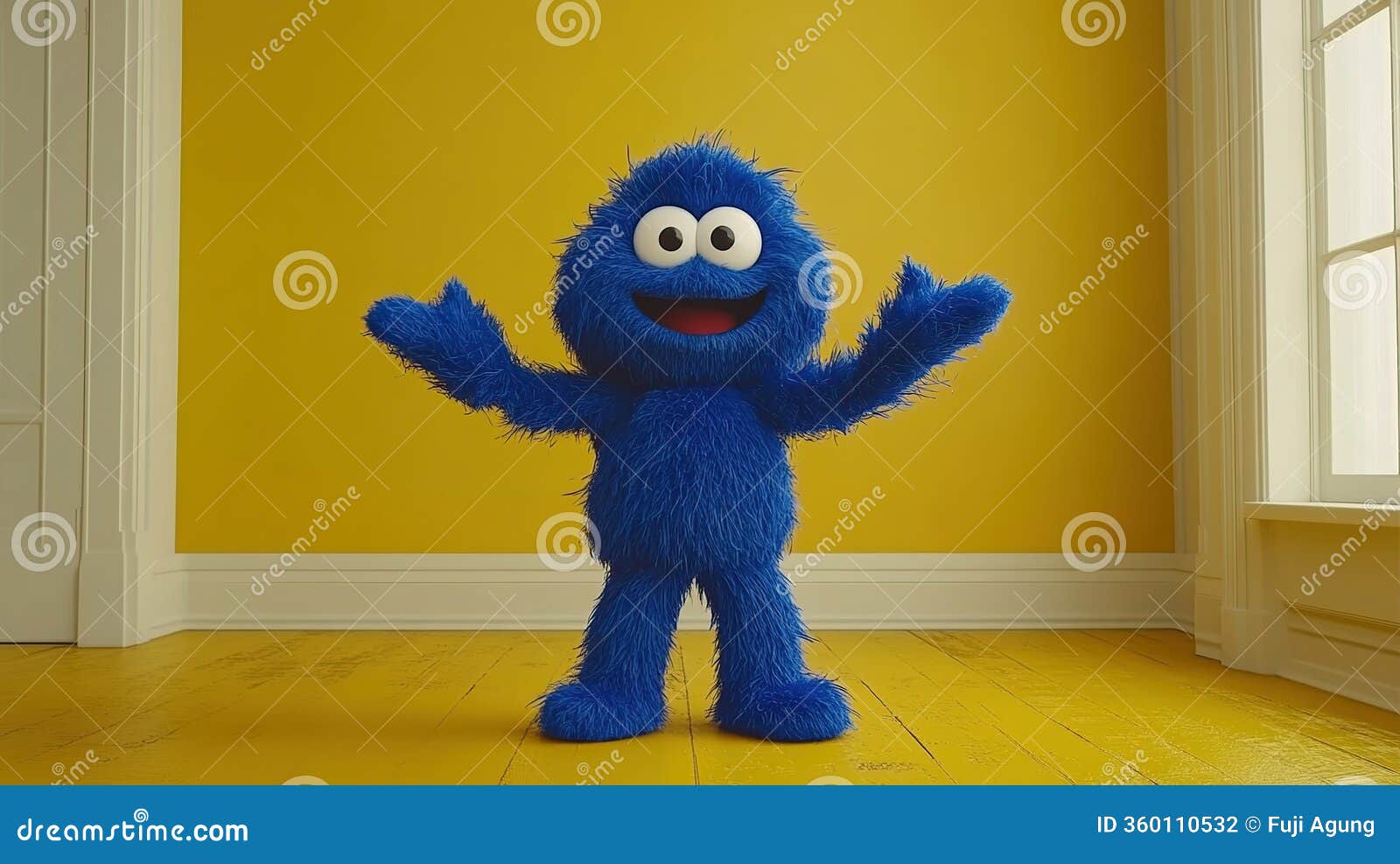 Happy Blue Monster Room Welcome Animation Stock Illustration ...