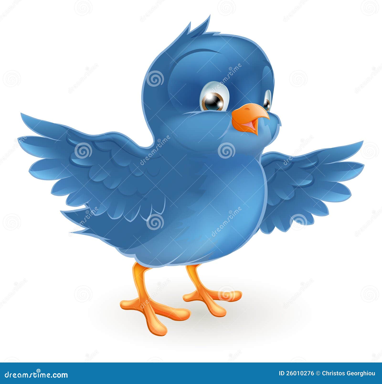 Happy Bluebird Cartoon, Vector Illustration Isolated On White ...