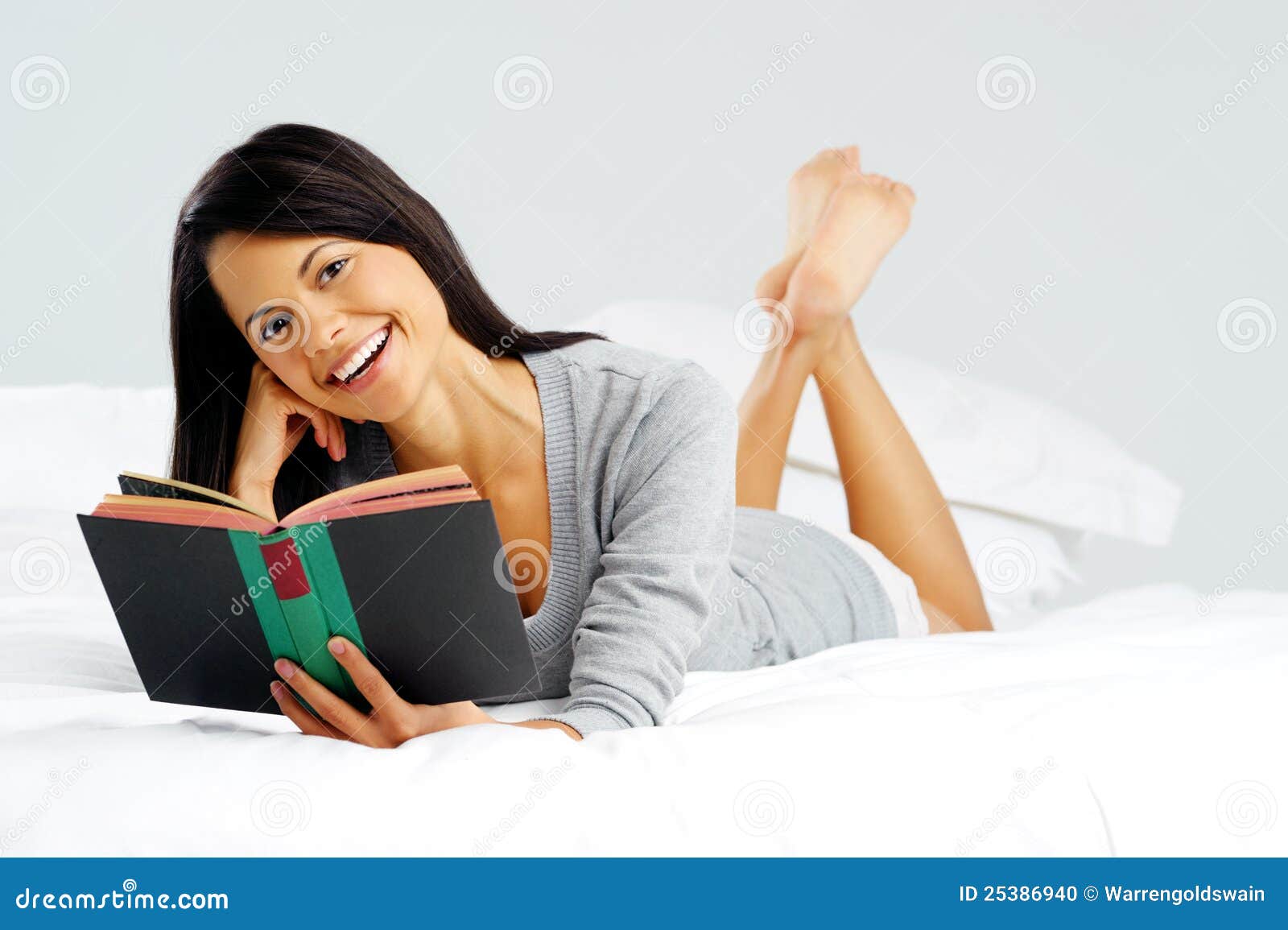 Happy book reading woman stock photo. Image of beautiful - 25386940