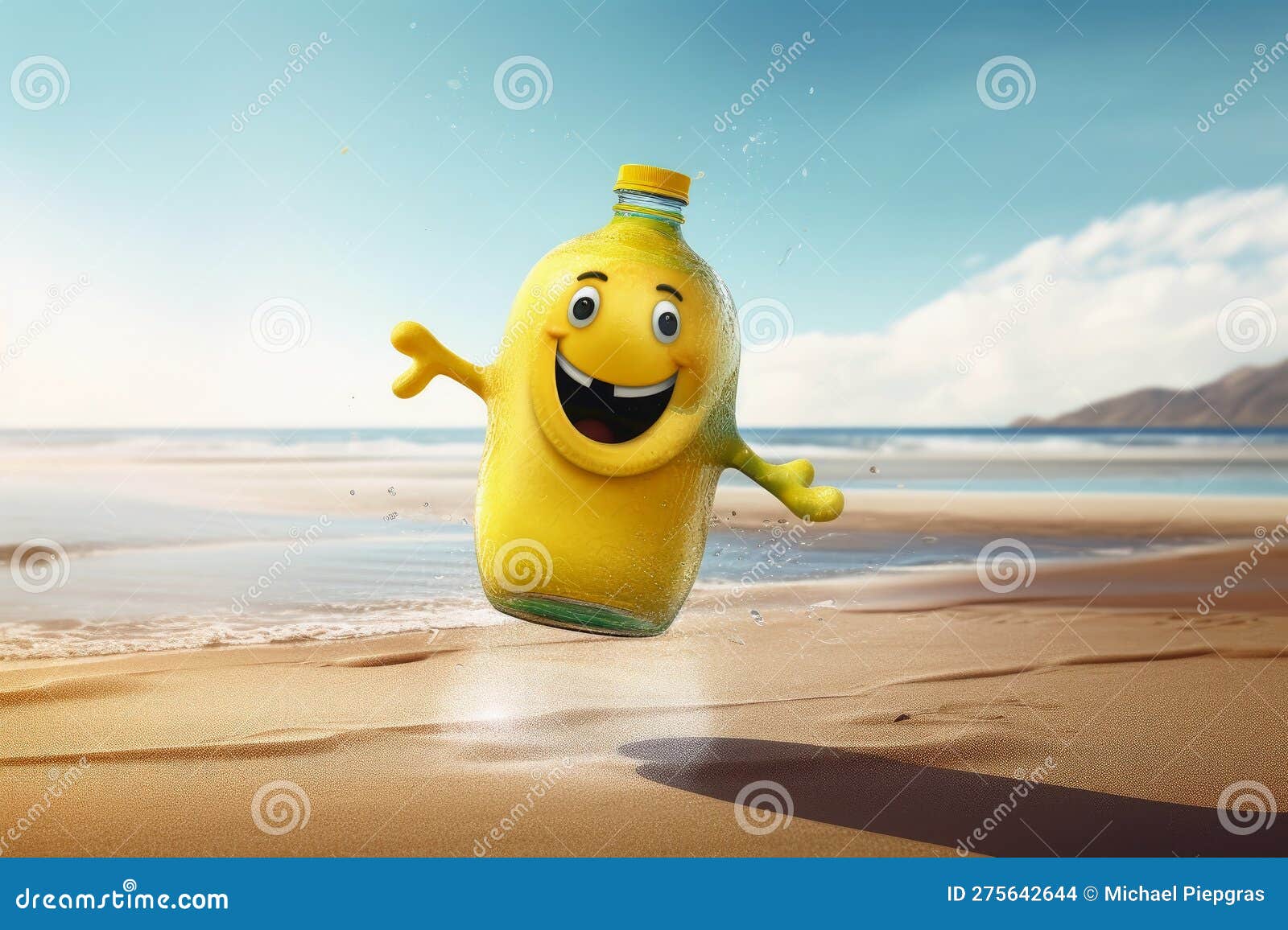 A Happy Bottle of Lemonade at the Beach Created with Generative AI ...