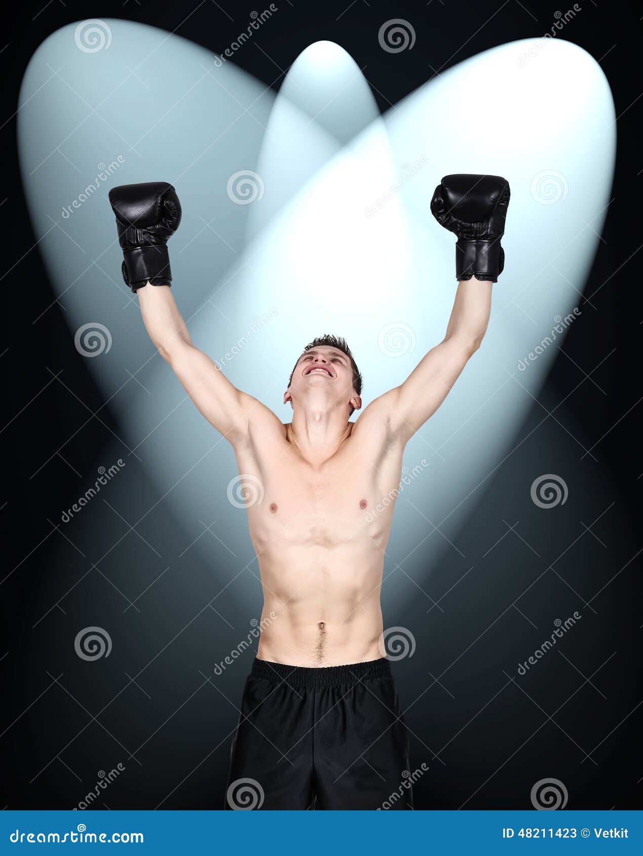 Happy boxer winner stock image. Image of competition - 48211423