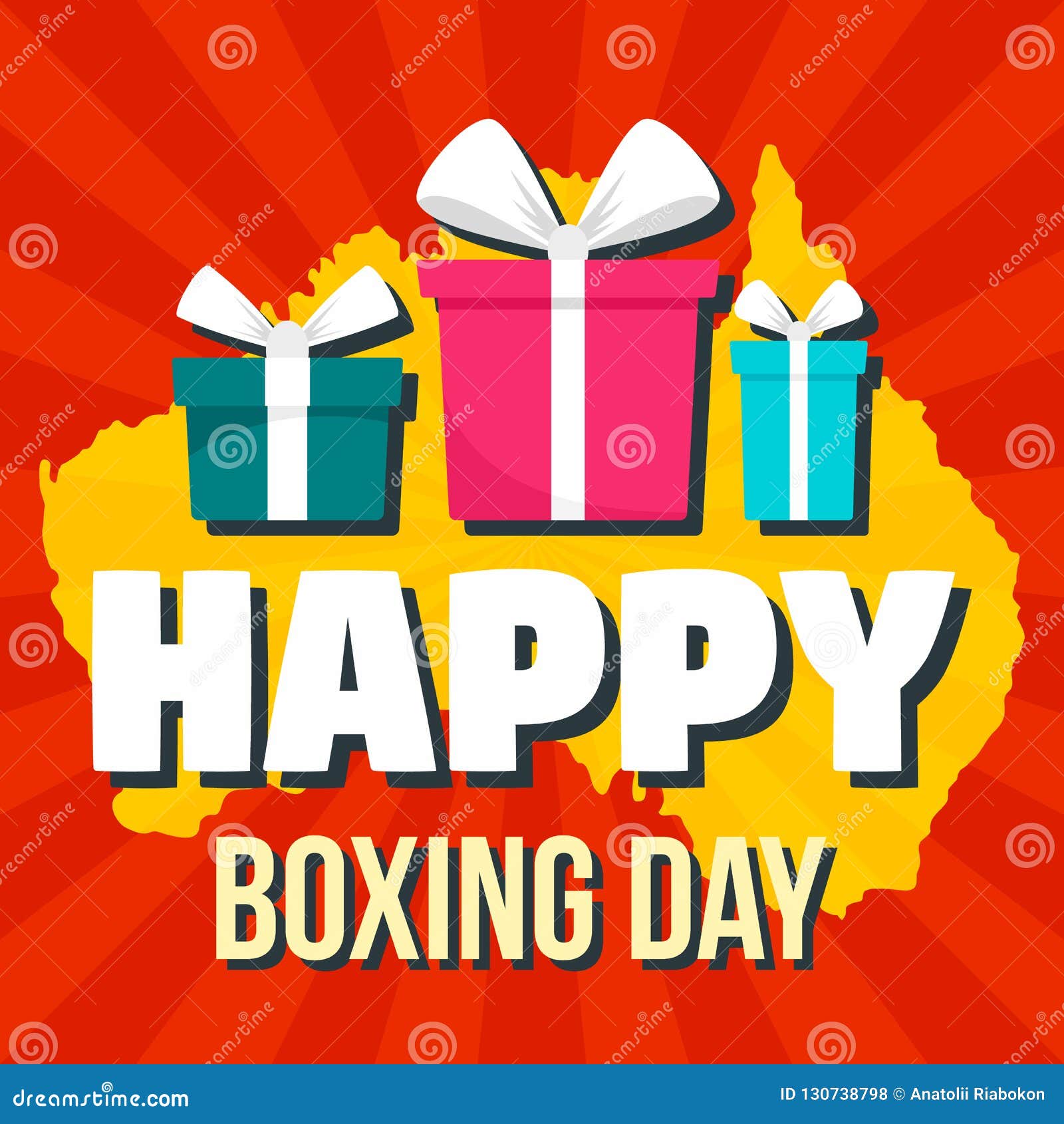 Happy Boxing Day Concept Background, Flat Style Stock Vector ...