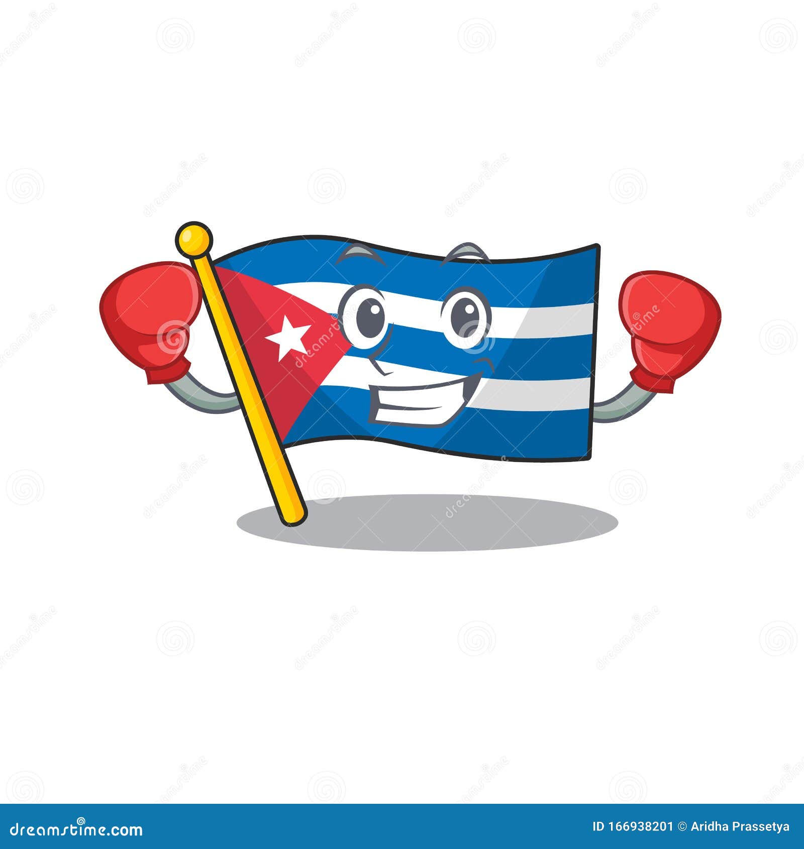 Happy Boxing Flag Cuba Scroll Mascot Character Style Stock Vector ...