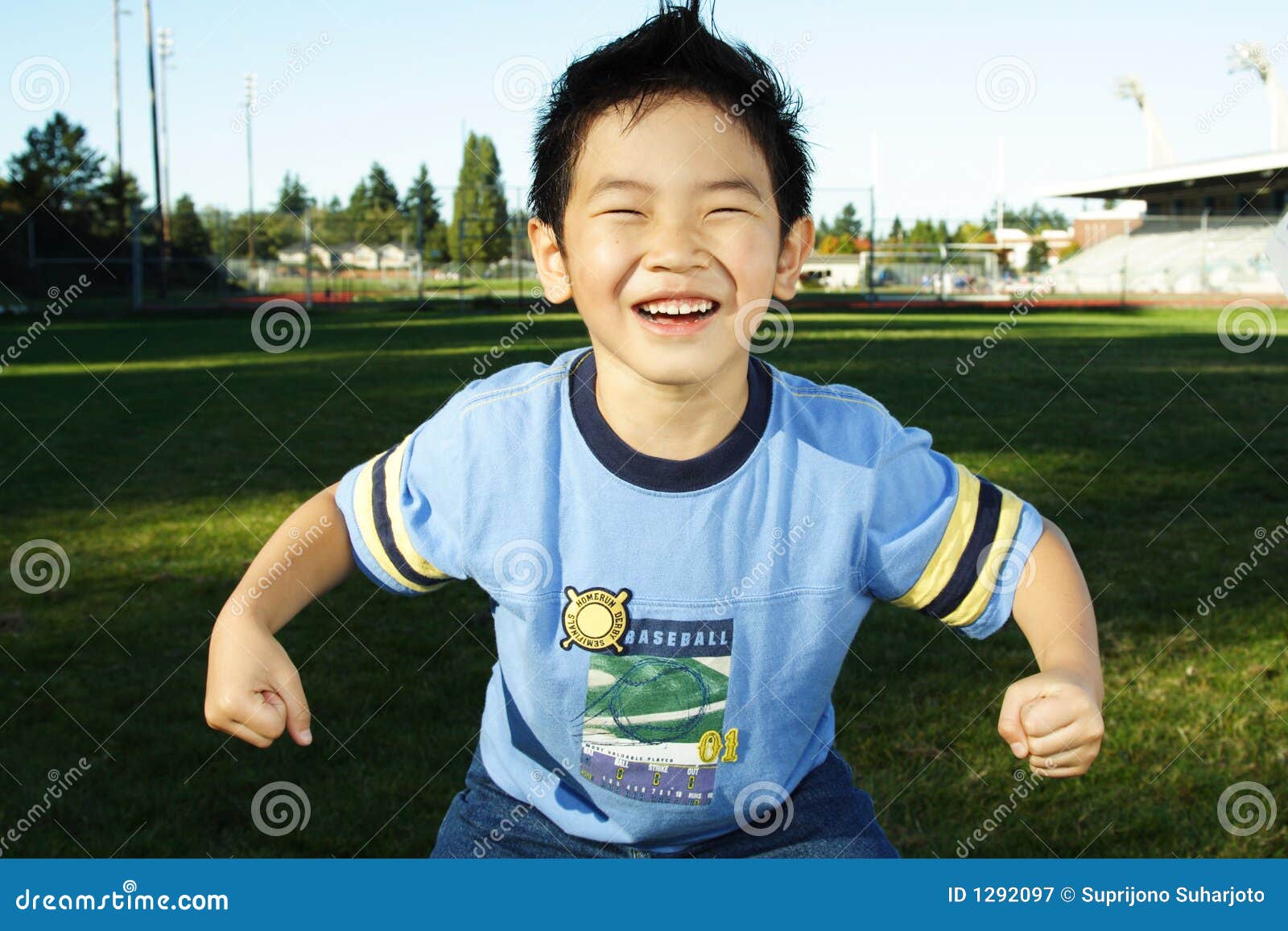 Happy boy stock image. Image of juvenile, funny, park - 1292097